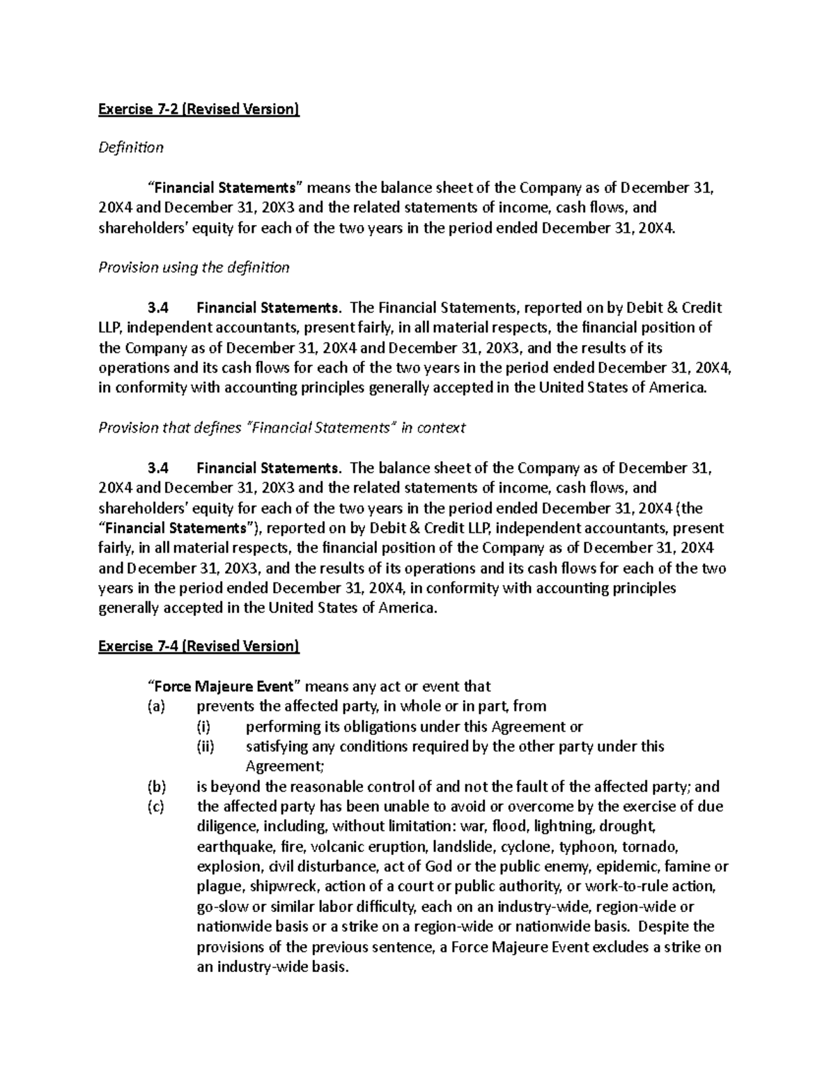Revised Exercises 7 2 and 7 4 - Exercise 7-2 (Revised Version ...