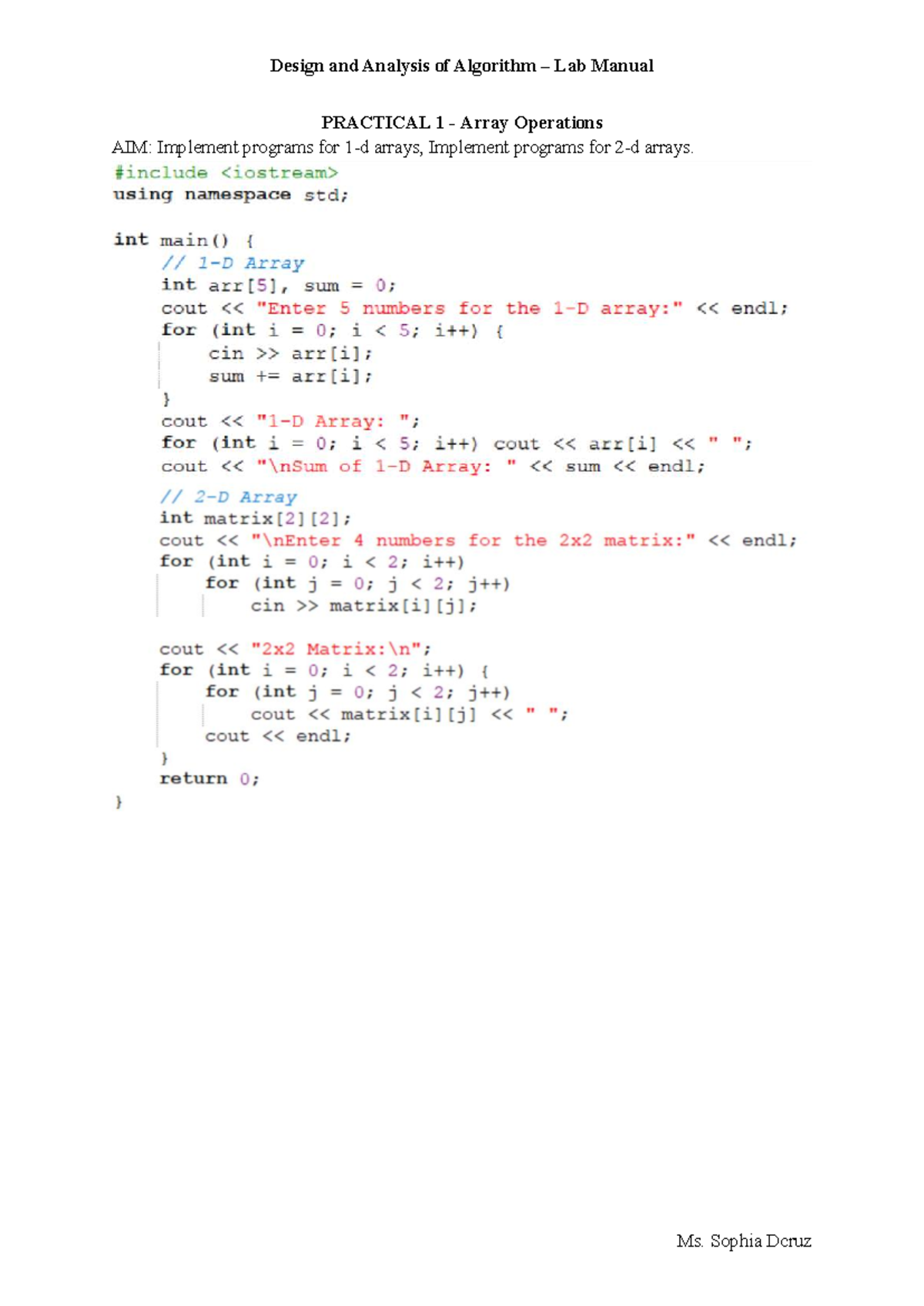 DAA-PRACTICALS - Array, Stack, Search & String Operations - Studocu