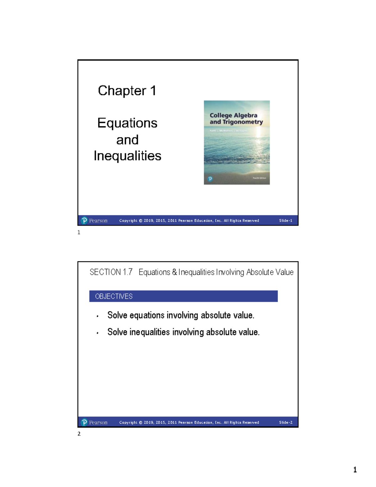 Solving Absolute Value Equations & Inequalities: Course Code Material ...