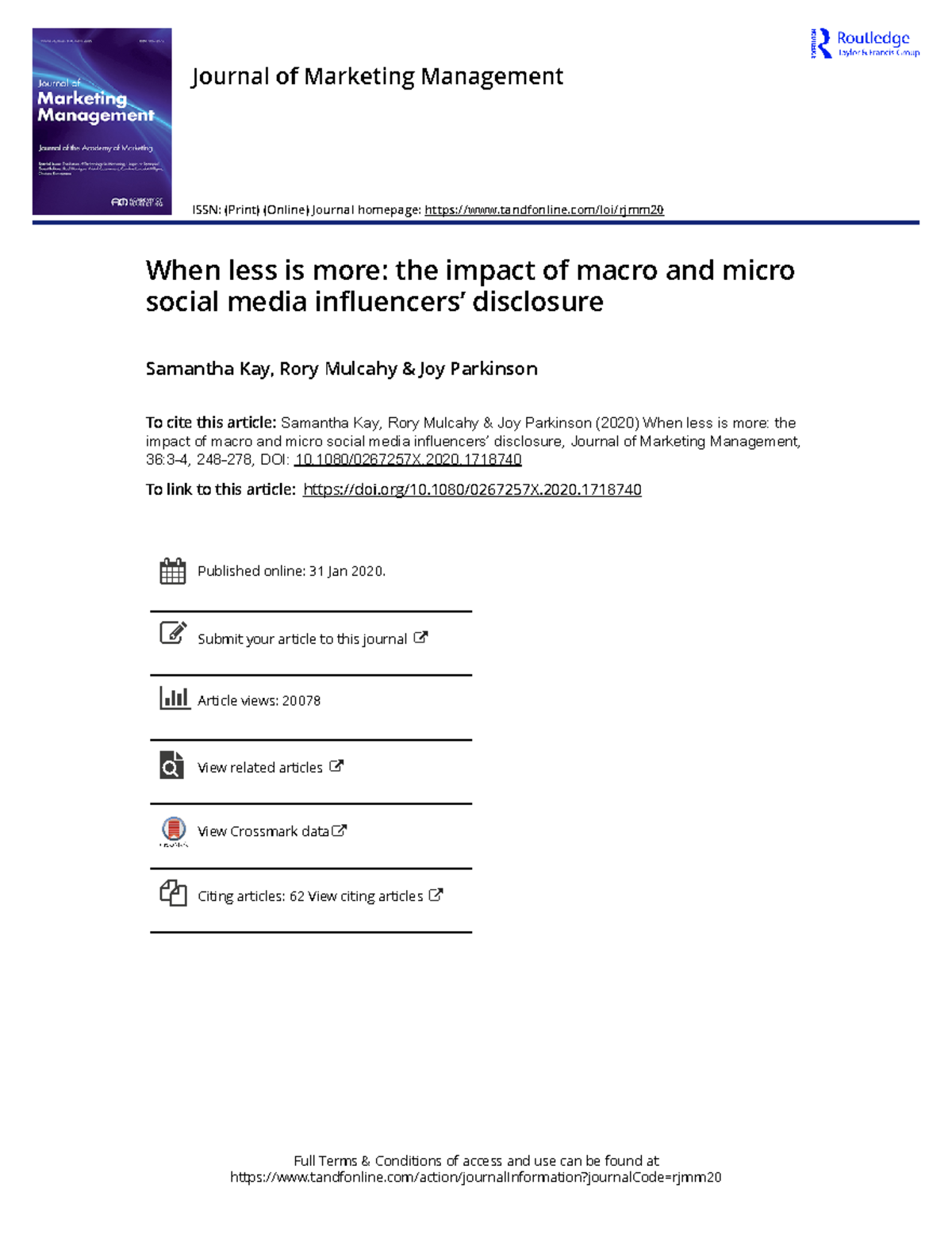 The Impact of Macro & Micro Influencers' Disclosure on Consumer ...