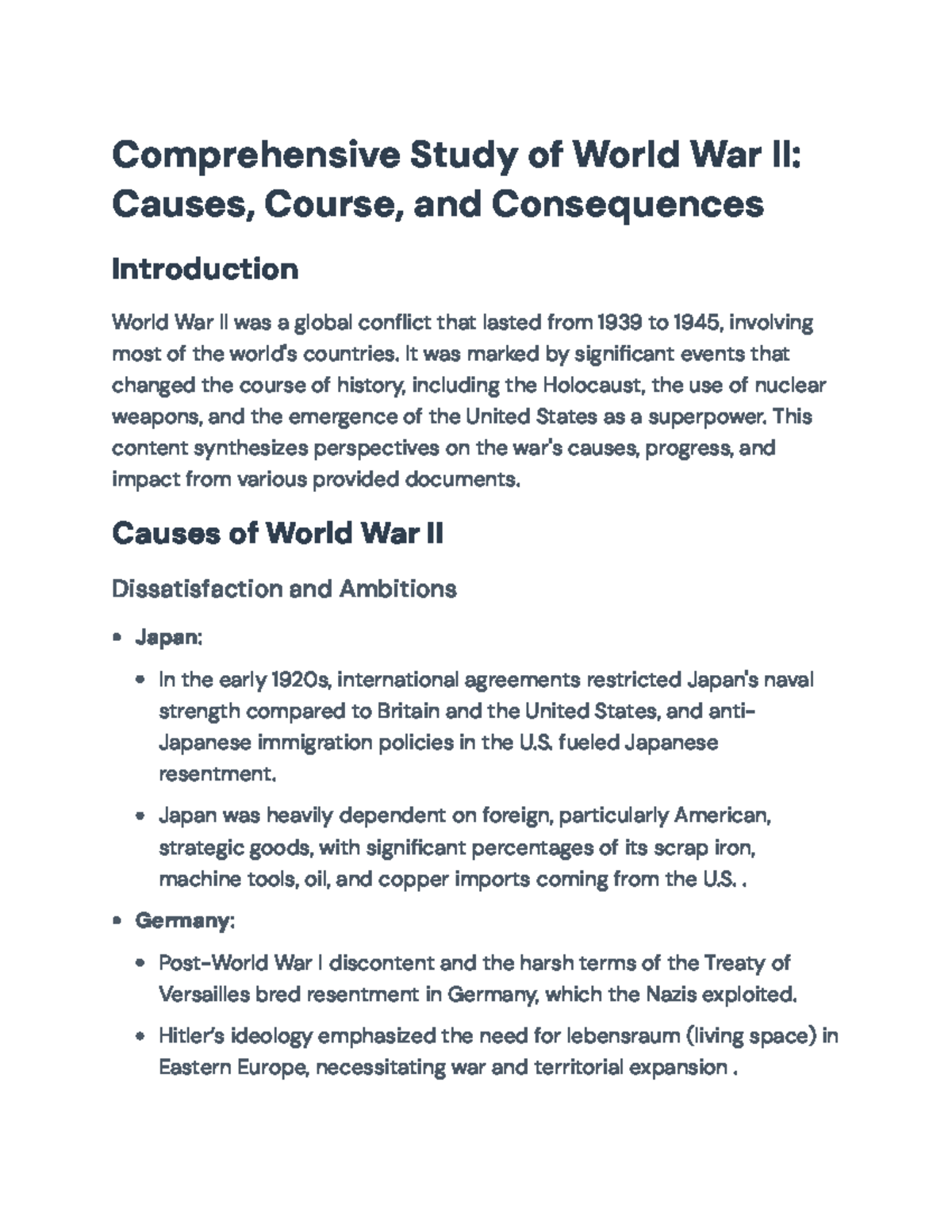 Comprehensive Overview of World War II: Causes, Events, and Impact ...