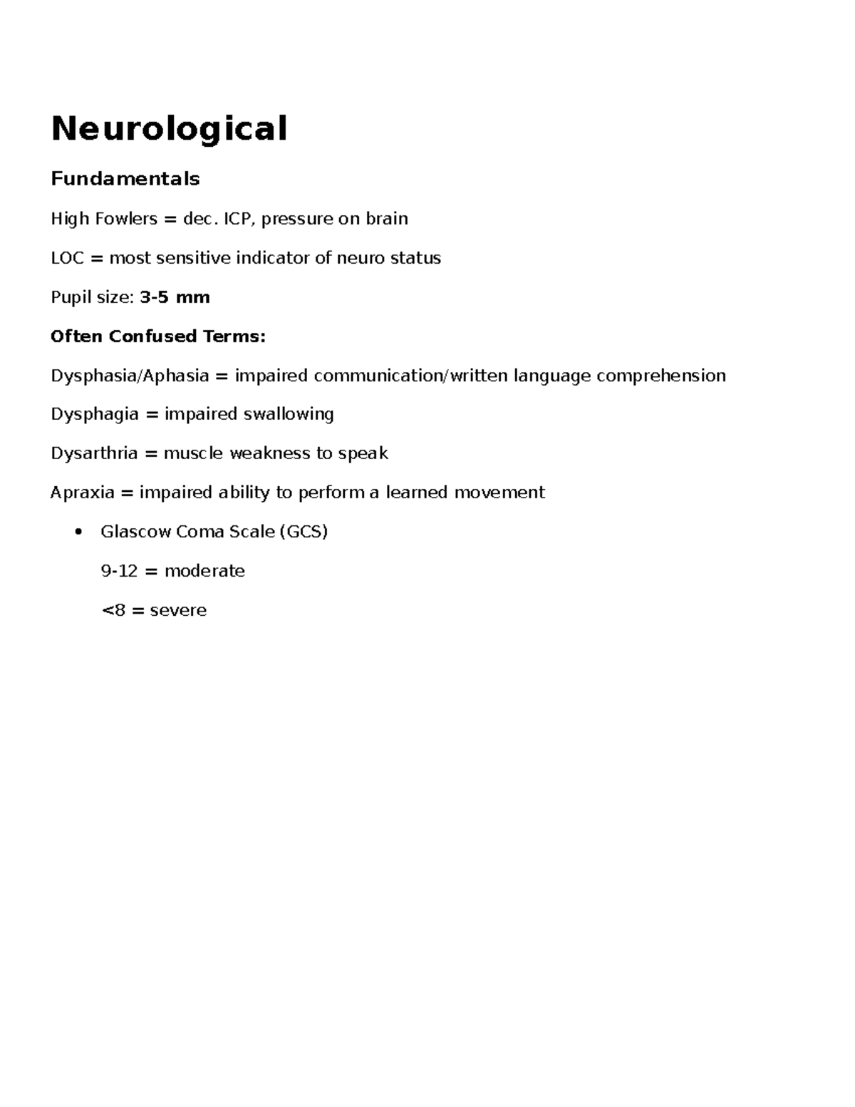 Neurological Nursing Concepts & Priorities - Study Guide - Studocu