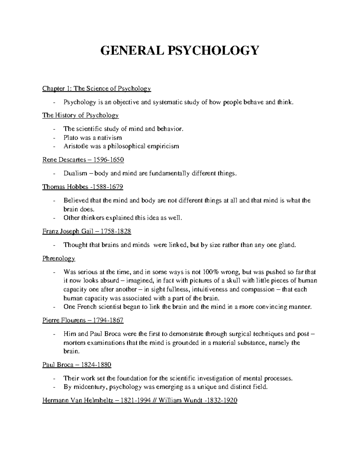 PSY 101: General Psychology Chapter 1 - The Science of Psychology - Studocu