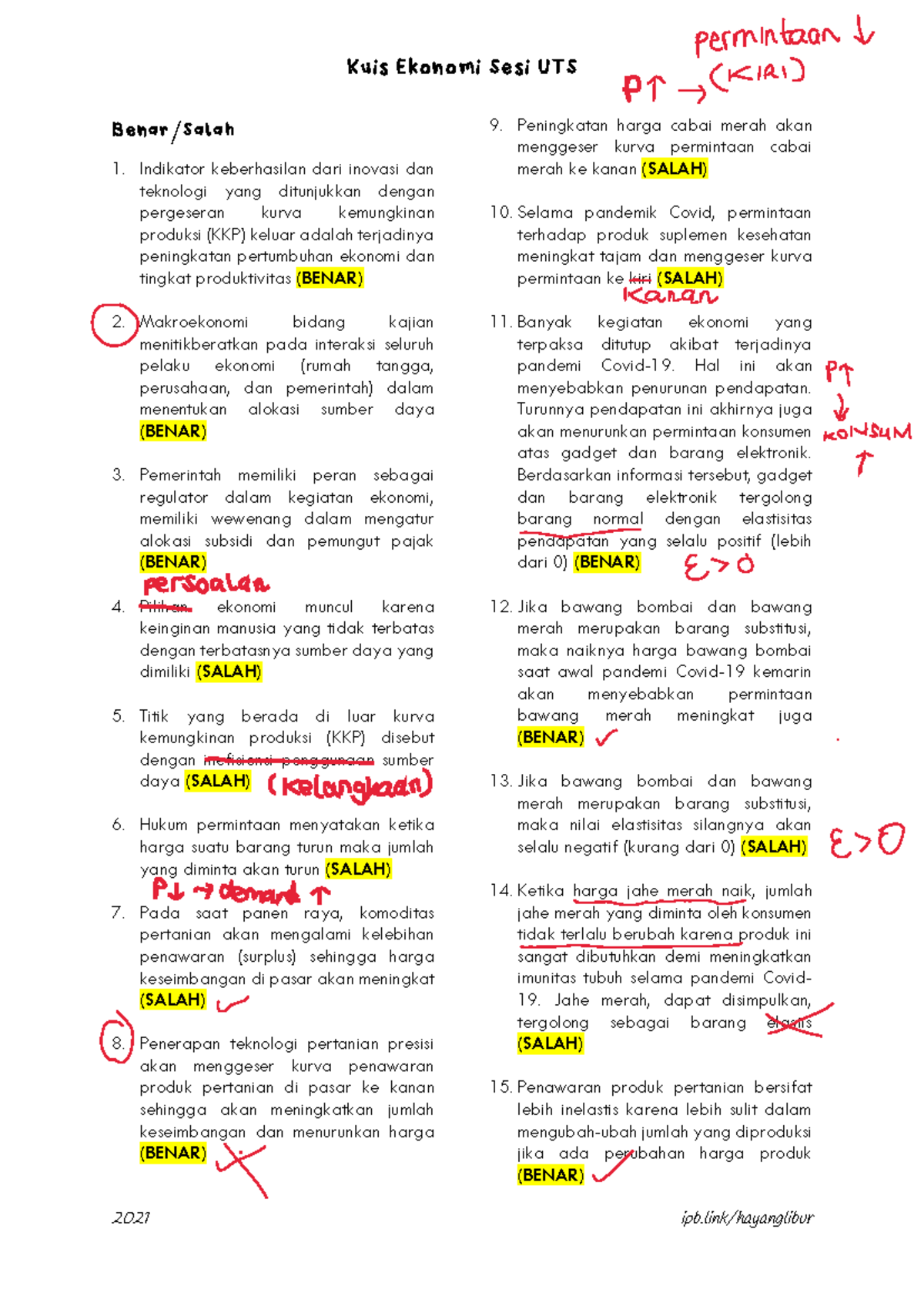 Kuis UTS Ekosos- kumpulan soal - Kuis Ekonomi Sesi UTS Benar/Salah Indikator keberhasilan dari ...