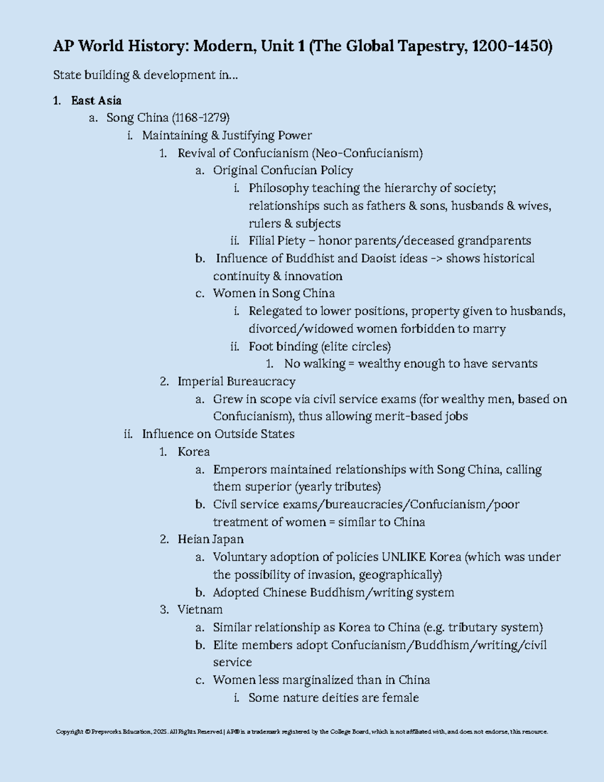 AP World History, Unit 1 (The Global Tapestry, 1200-1450) - AP World ...