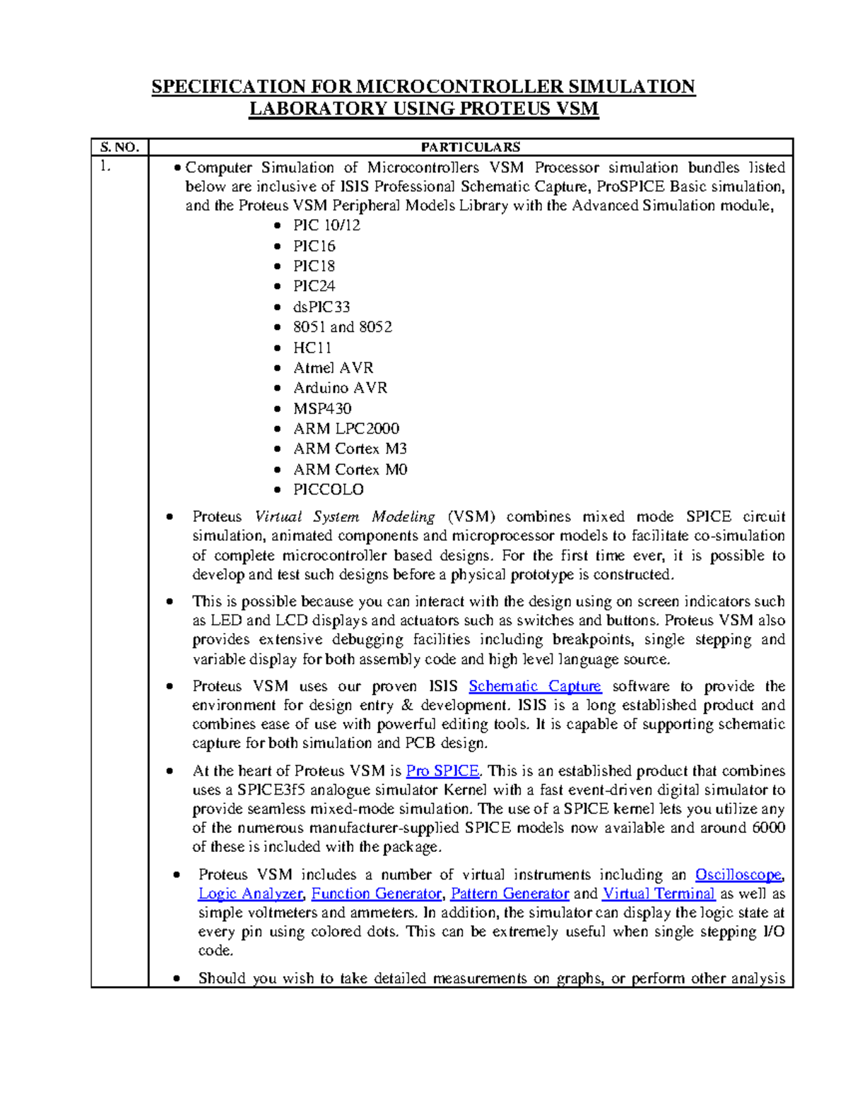 Proteus VSM: Technical Datasheet for Microcontroller Simulation Lab ...