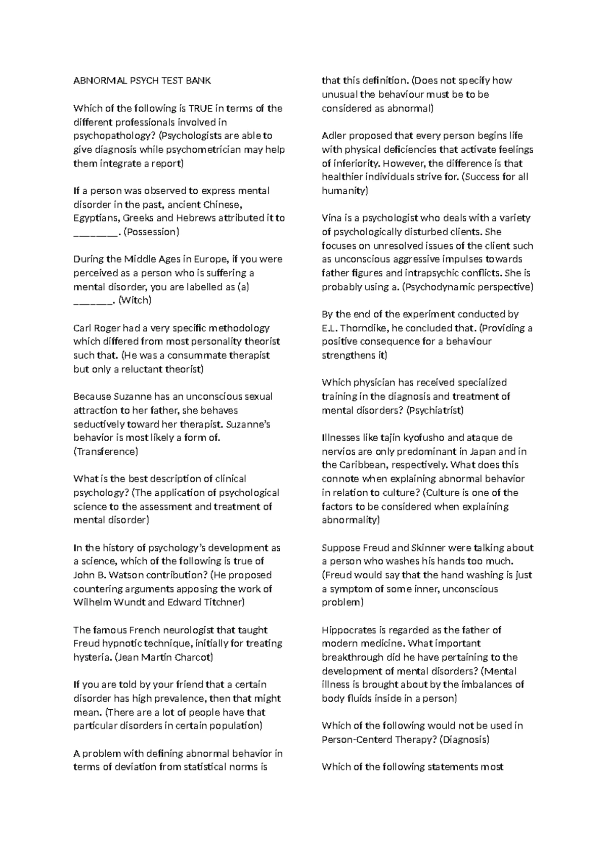 Abnormal Psychology Ch 12 - Abnormal Psychology: Chapter 12 ...