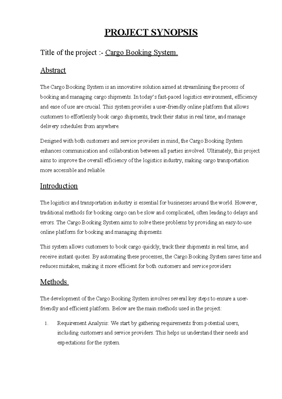 Project Synopsis - COLLEGE NOTES - PROJECT SYNOPSIS Title of the ...