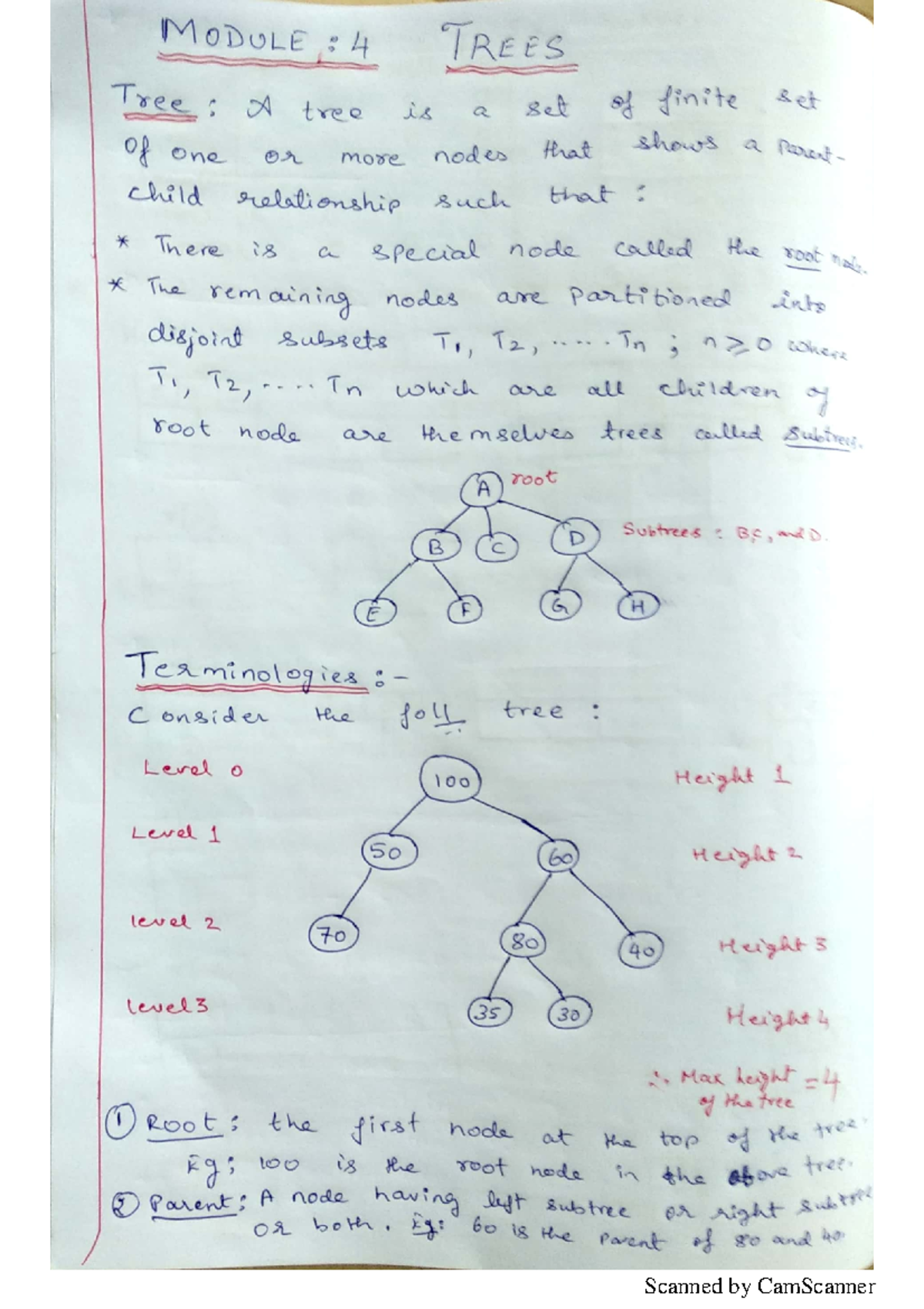 DSA Module 4 - Trees Detailed Study Notes and Concepts - Studocu