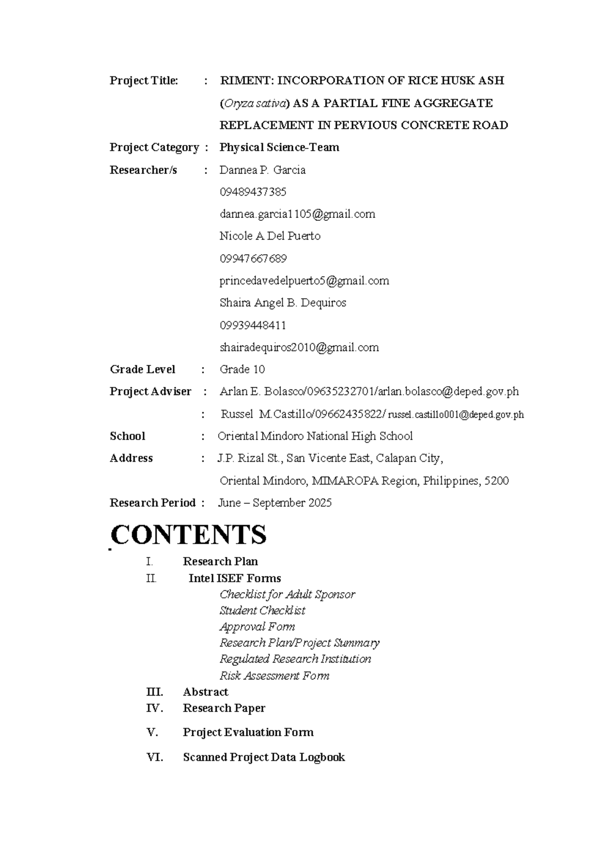 RIMENT: Using Rice Husk Ash as Fine Aggregate in Pervious Concrete ...