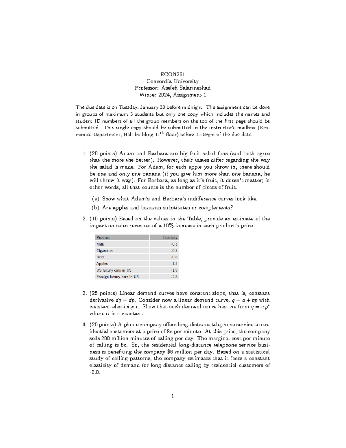 ECON361 Assignment 1 - Analyzing Industrial Organization Concepts - Studocu