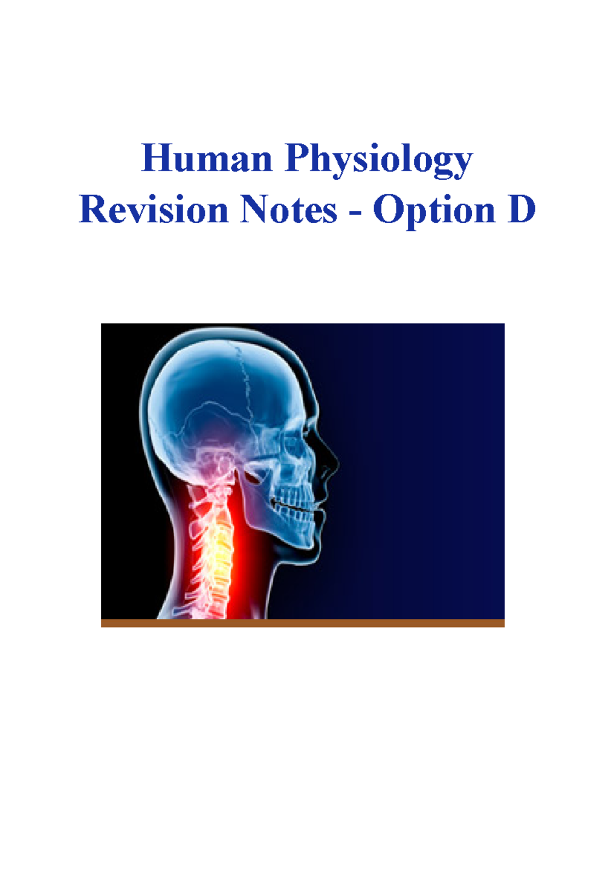 Option D - Human Physiology Revision Notes - Human Physiology Revision ...