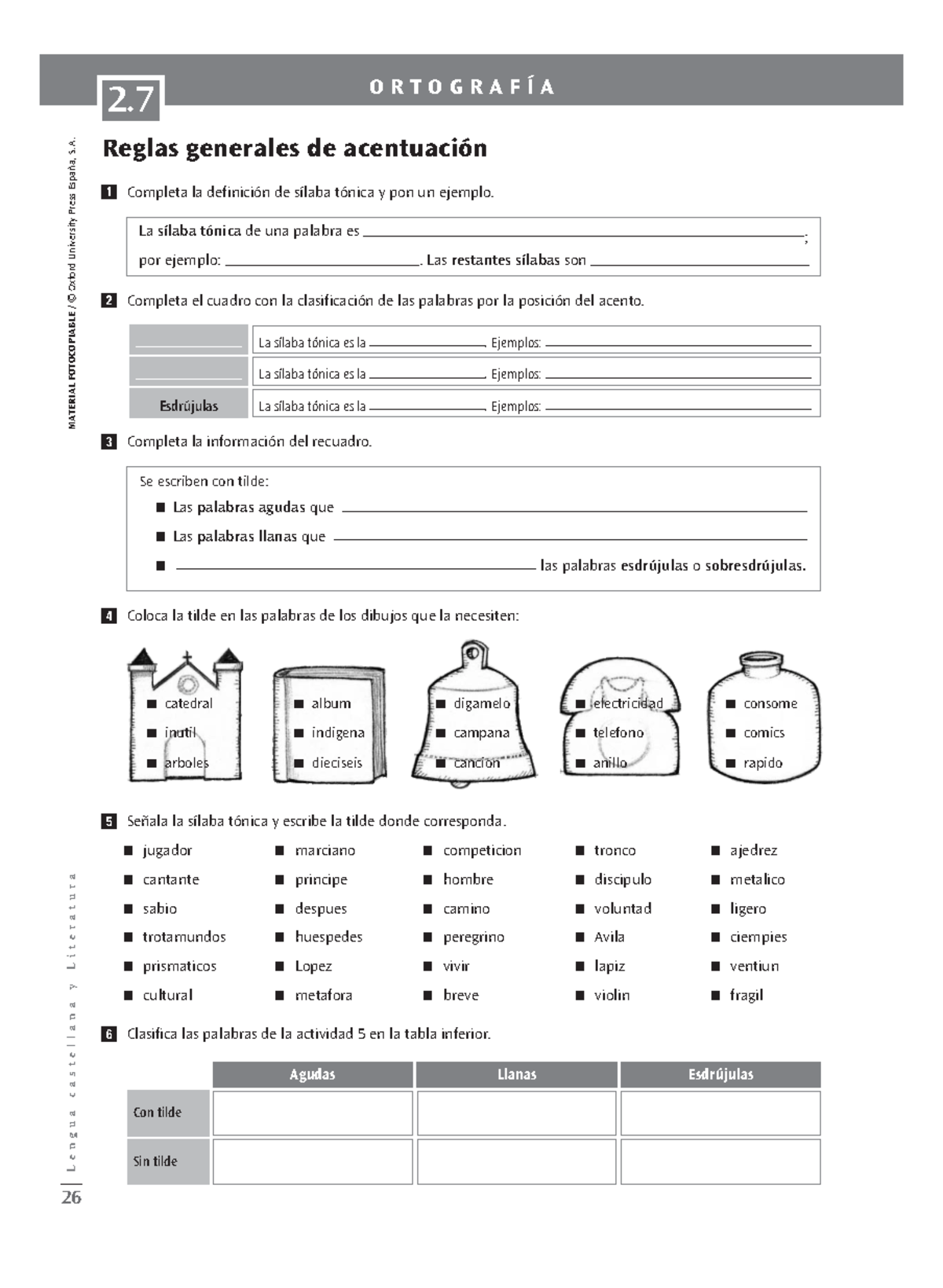 1º ESO. Reglas generales de acentuación y sílaba tónica - Studocu