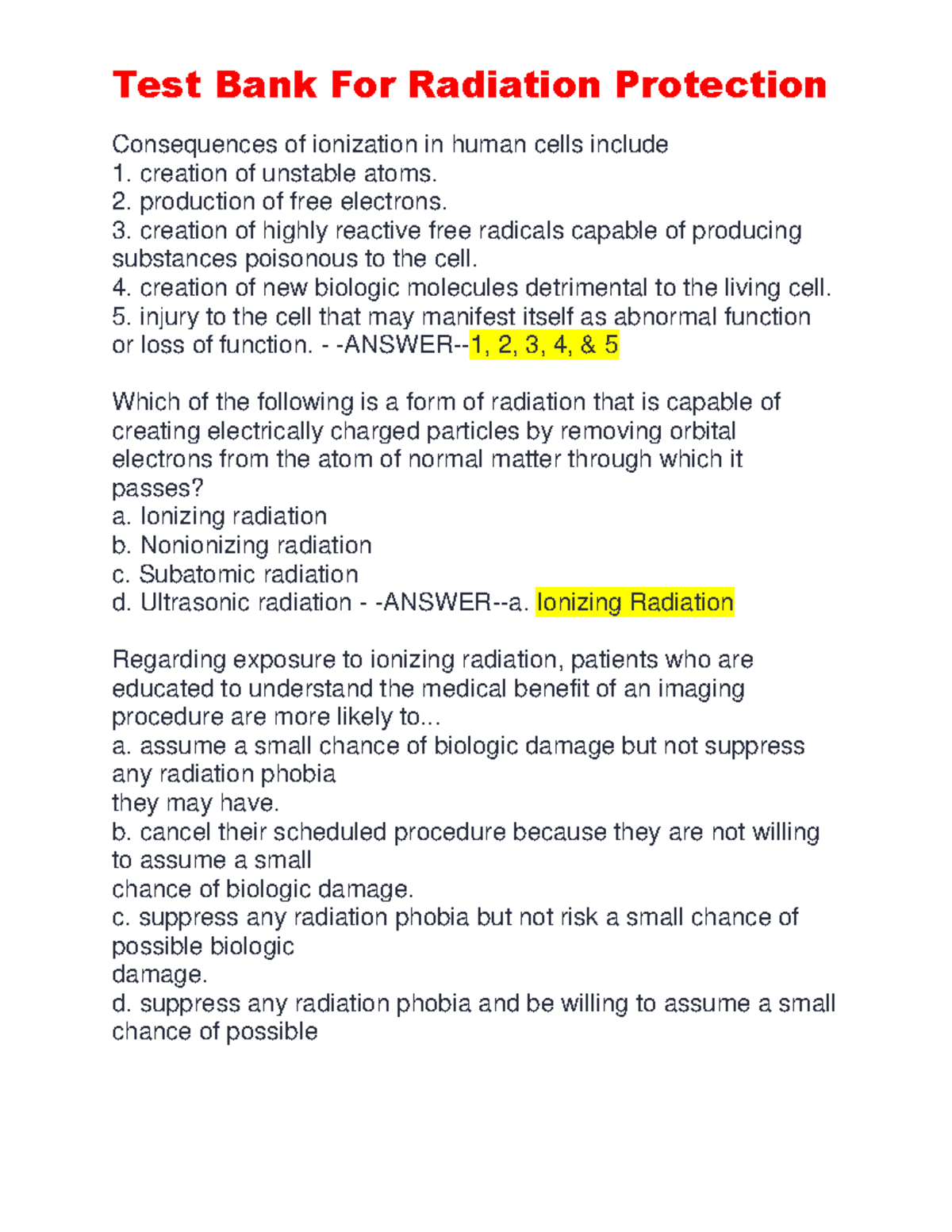Radiation Study Review: Concepts & Impacts on Human Cells - Studocu
