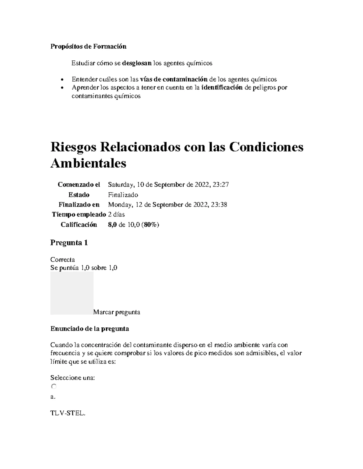 Final Evaluación de Riesgo: Preguntas y Respuestas Clave - Studocu