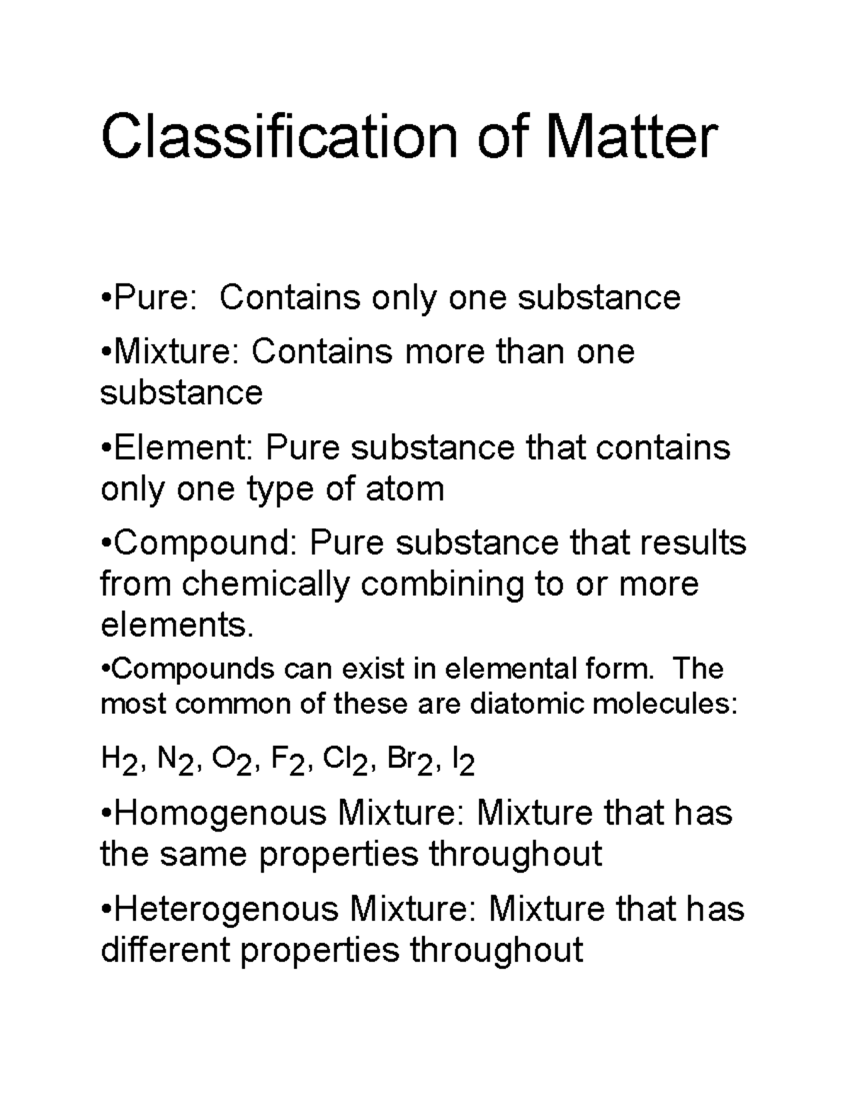 Chem 105 Lecture Notes: Chapter 1 - Classification of Matter ...