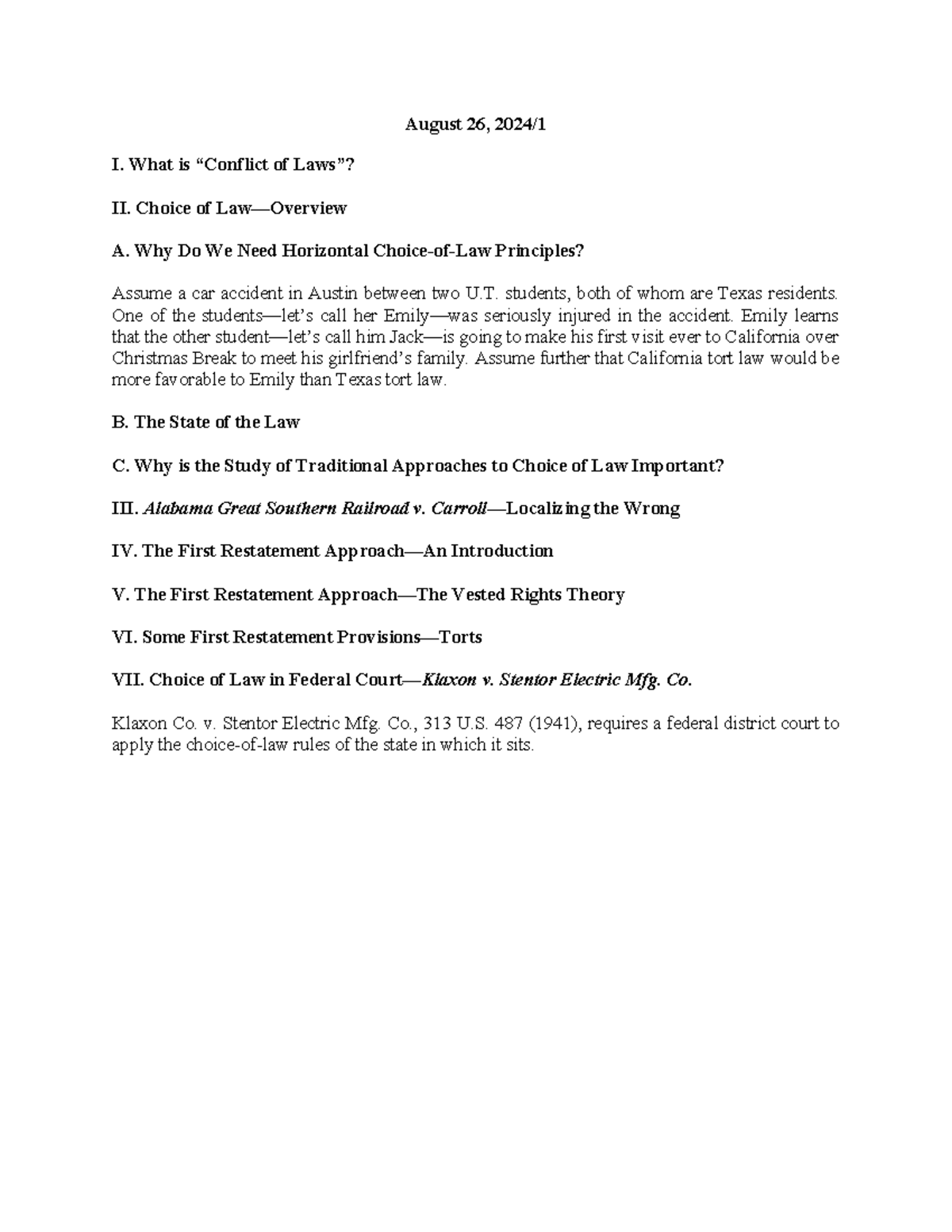 Choice of Law Principles: A Study of Texas and California Tort Law ...