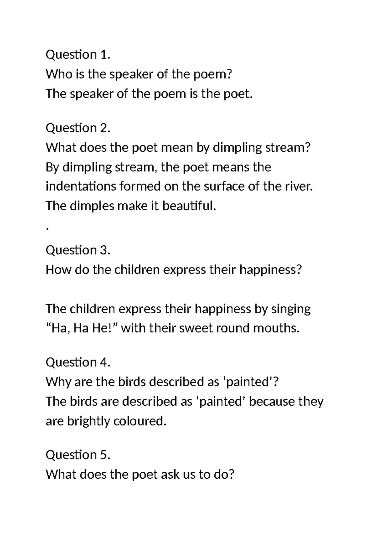 ENG101: Summary of "Laughing Song" Poem Analysis - Studocu