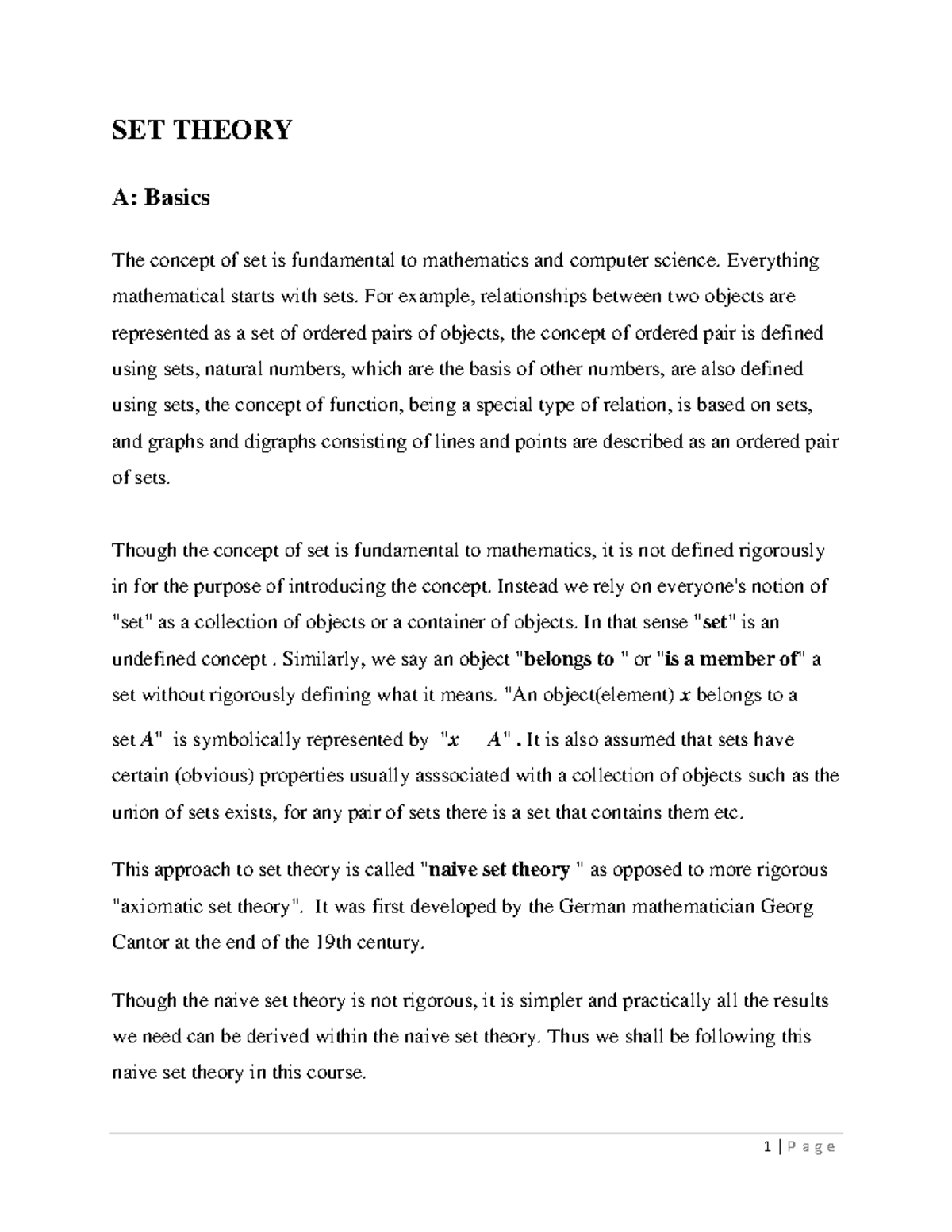 SET Theory A: Basics & Revision Notes - Studocu