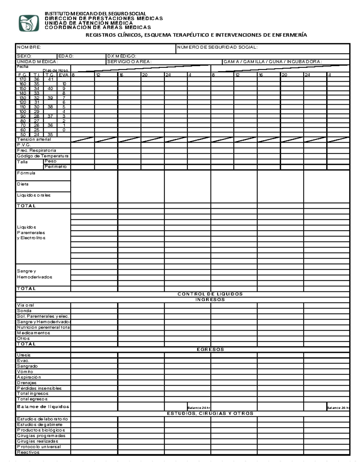 IMSS Hoja de Enfermería - Registros Clínicos y Terapias - Studocu