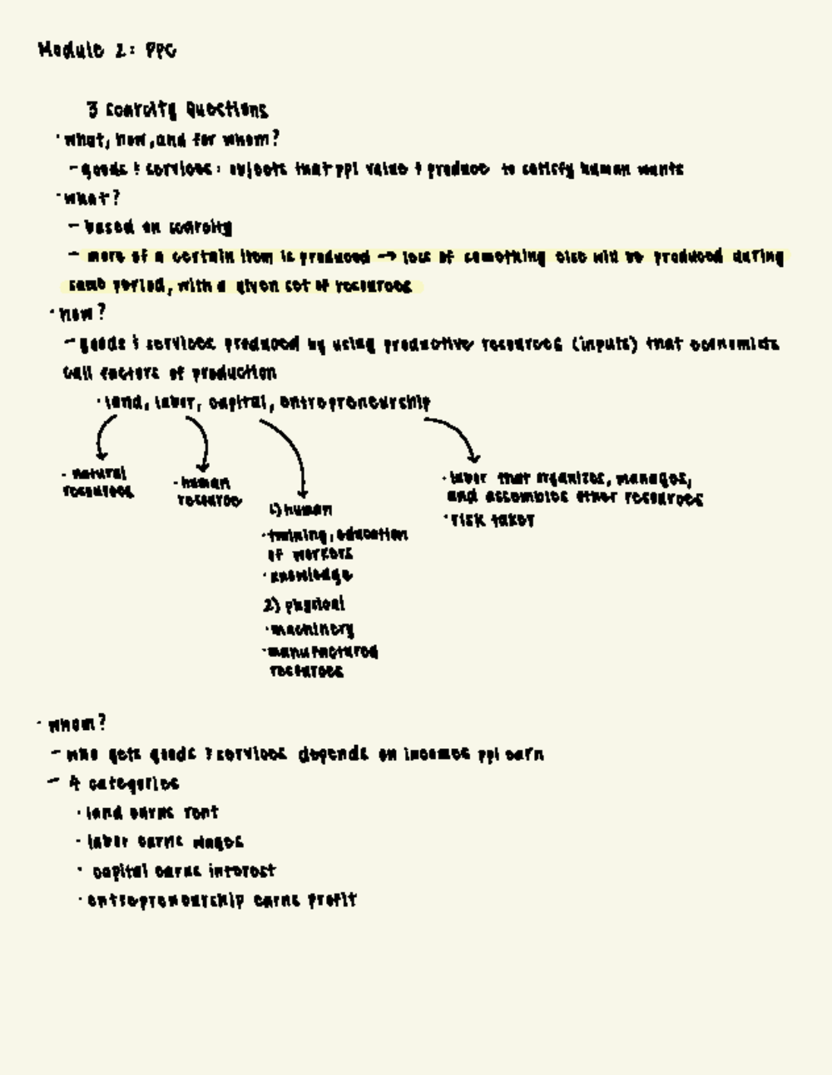Module 2 - PPC Scarcity and Economic Concepts Notes - Studocu
