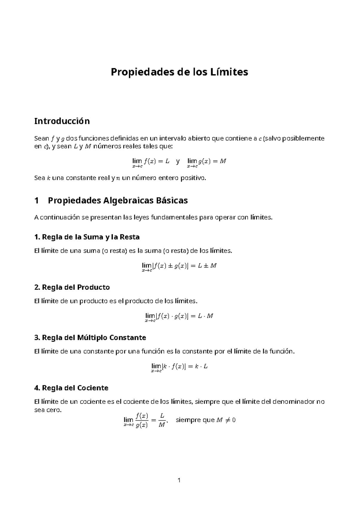 Propiedades de los Límites: Introducción y Reglas Básicas - Studocu