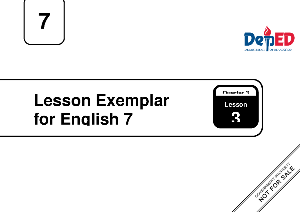 Q3 LE English 7 Lesson 3 Week 7 - 7 Lesson Exemplar for English 7 Lesson 3 Quarter 3 Lesson ...