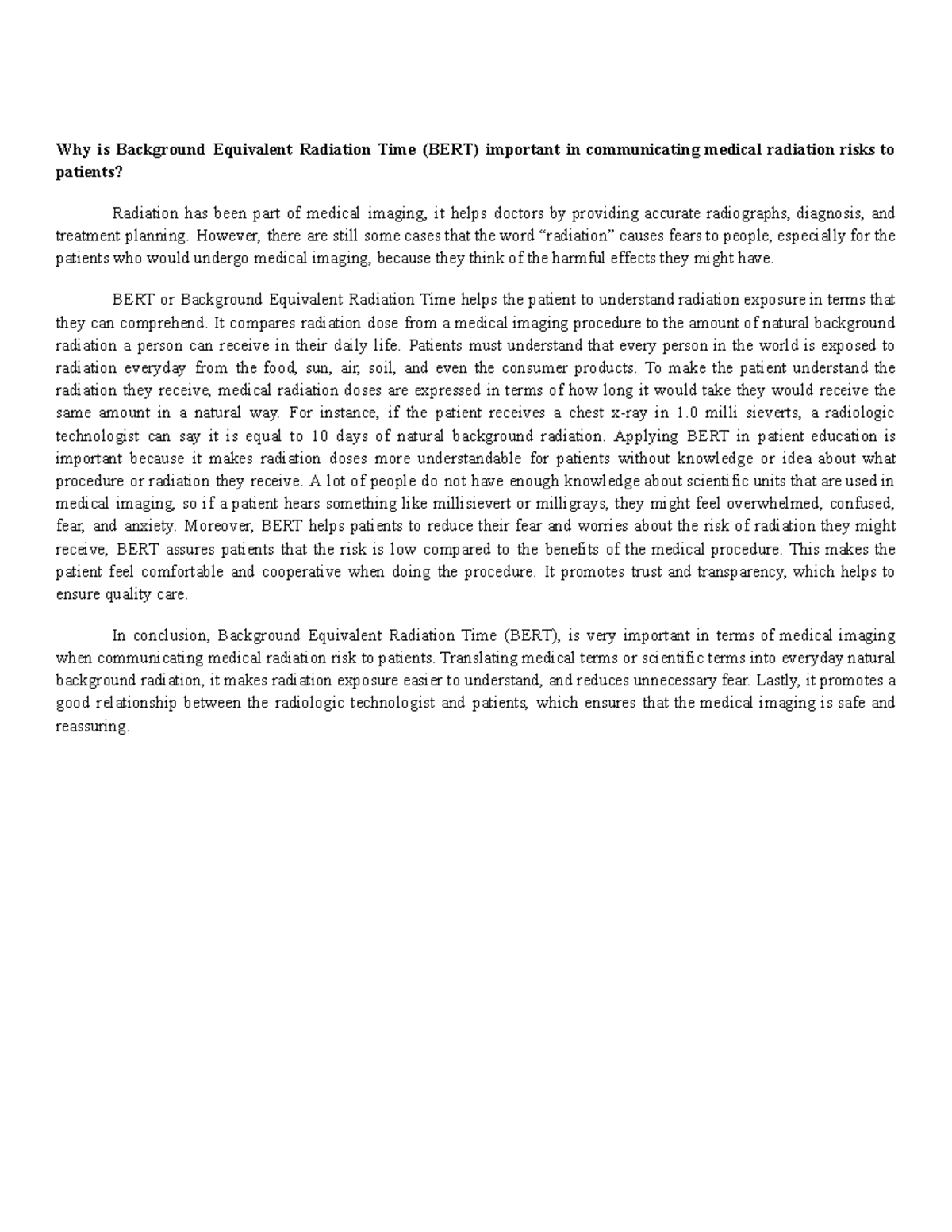 Radpro - Assignment: Importance of BERT in Patient Radiation ...