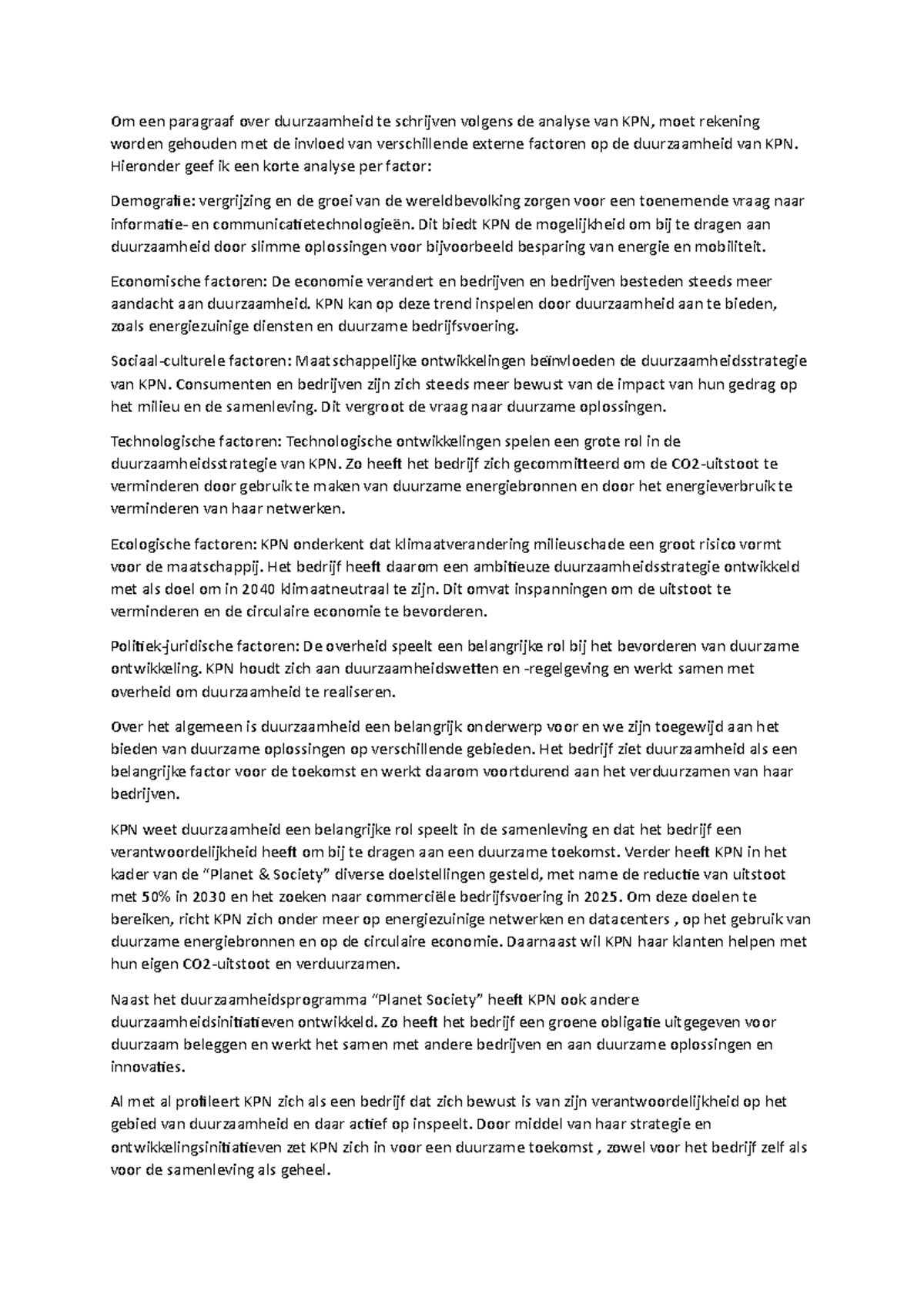 KPN Duurzaamheidsanalyse: Externe Factoren en Strategische Impact ...