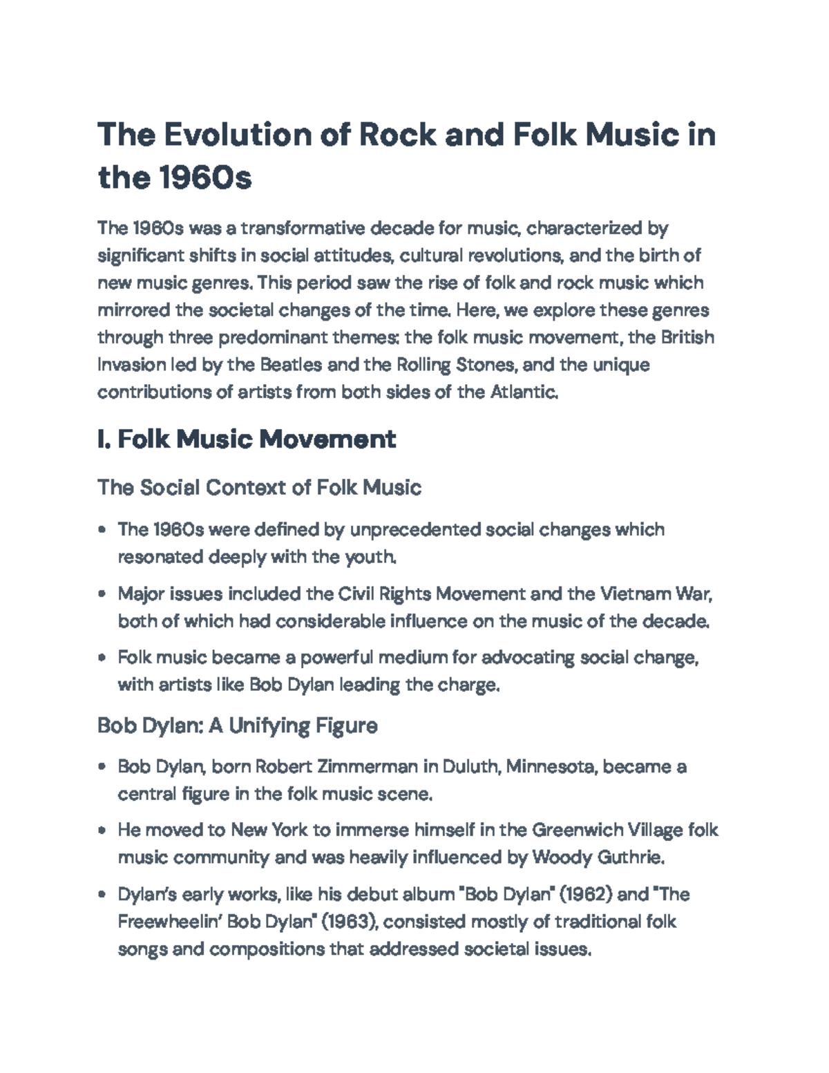 The Evolution of Rock and Folk Music in the 1960s: A Cultural Analysis ...