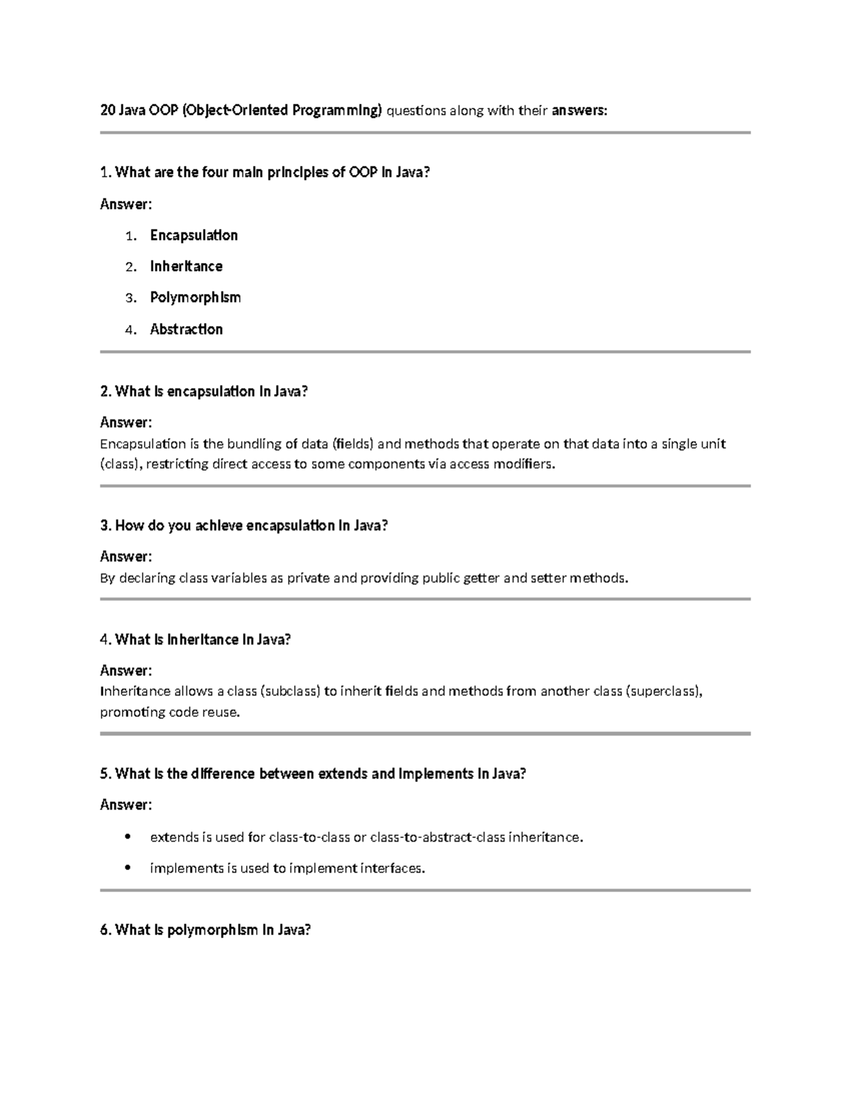 OOP JAVA - 20 Essential Questions & Answers for Understanding OOP ...
