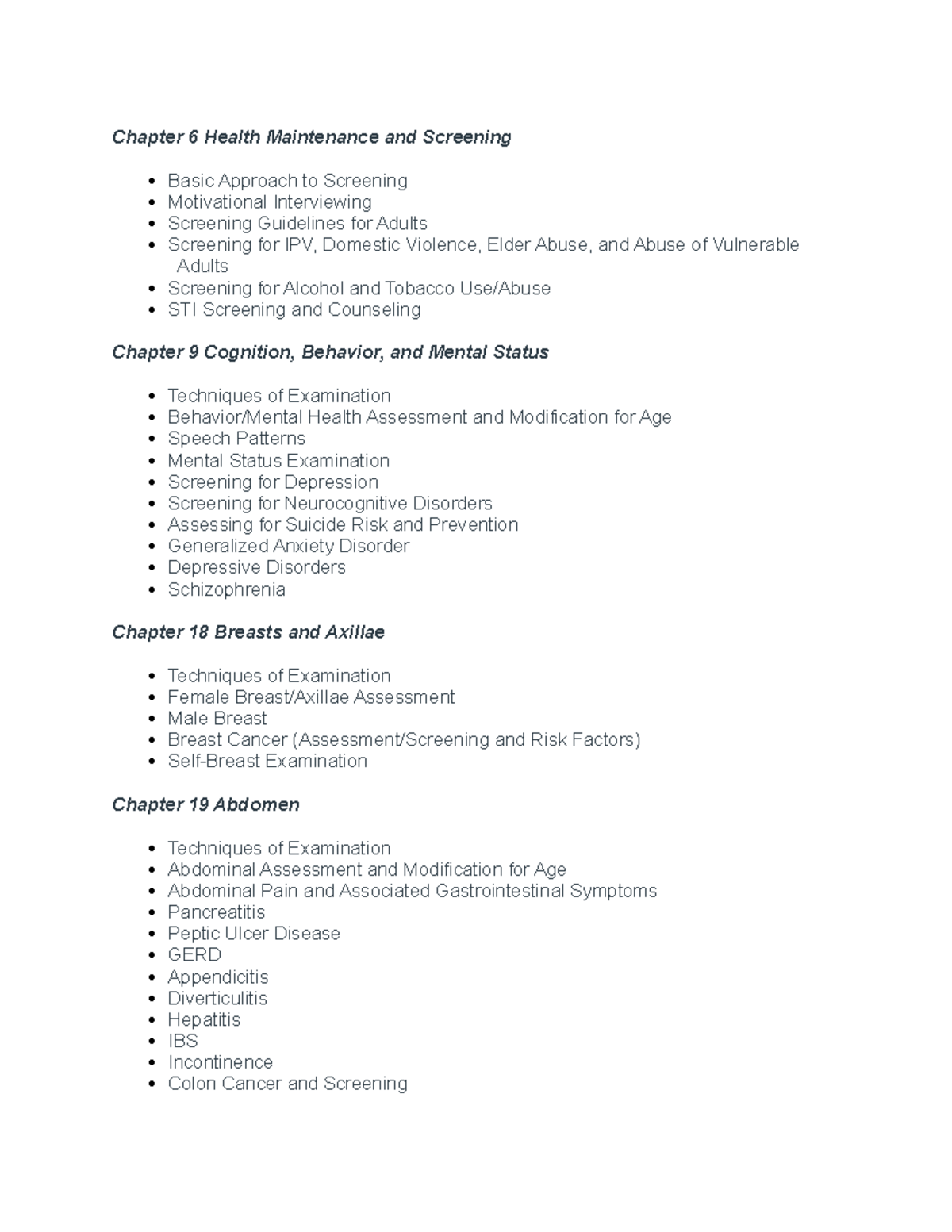 Final Exam Study Guide- final - Chapter 6 Health Maintenance and ...