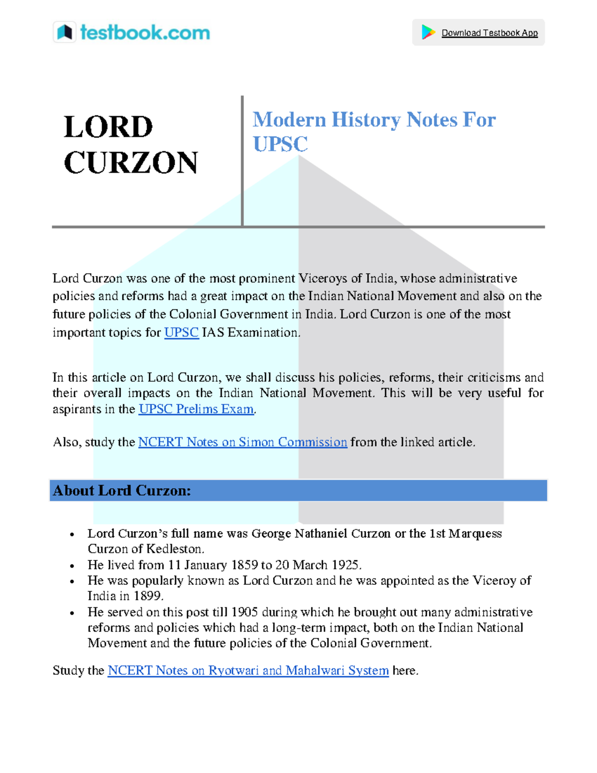 Lord Curzon's Impact on Indian National Movement: UPSC Modern History ...