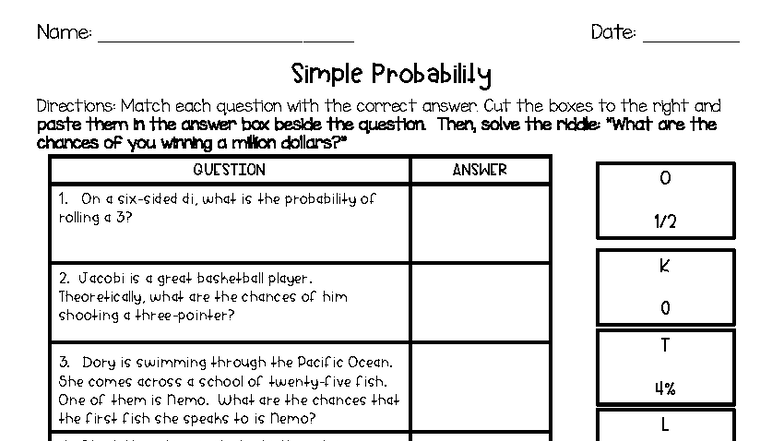 Simple Probability Worksheet (Course Code: SP101) - Studocu