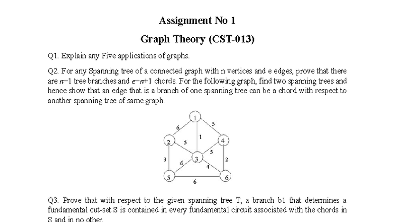 Assignment No 1 - Graph Theory: Key Applications & Theorems - Studocu