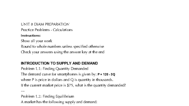 UNIT 8 EXAM PREPARATION: Practice Problems for Midterm Exam - Studocu