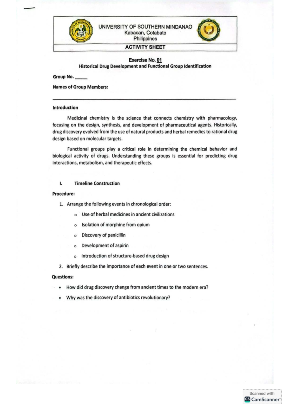PMOC-LAB-1: Historical Drug Development & Functional Groups Analysis ...
