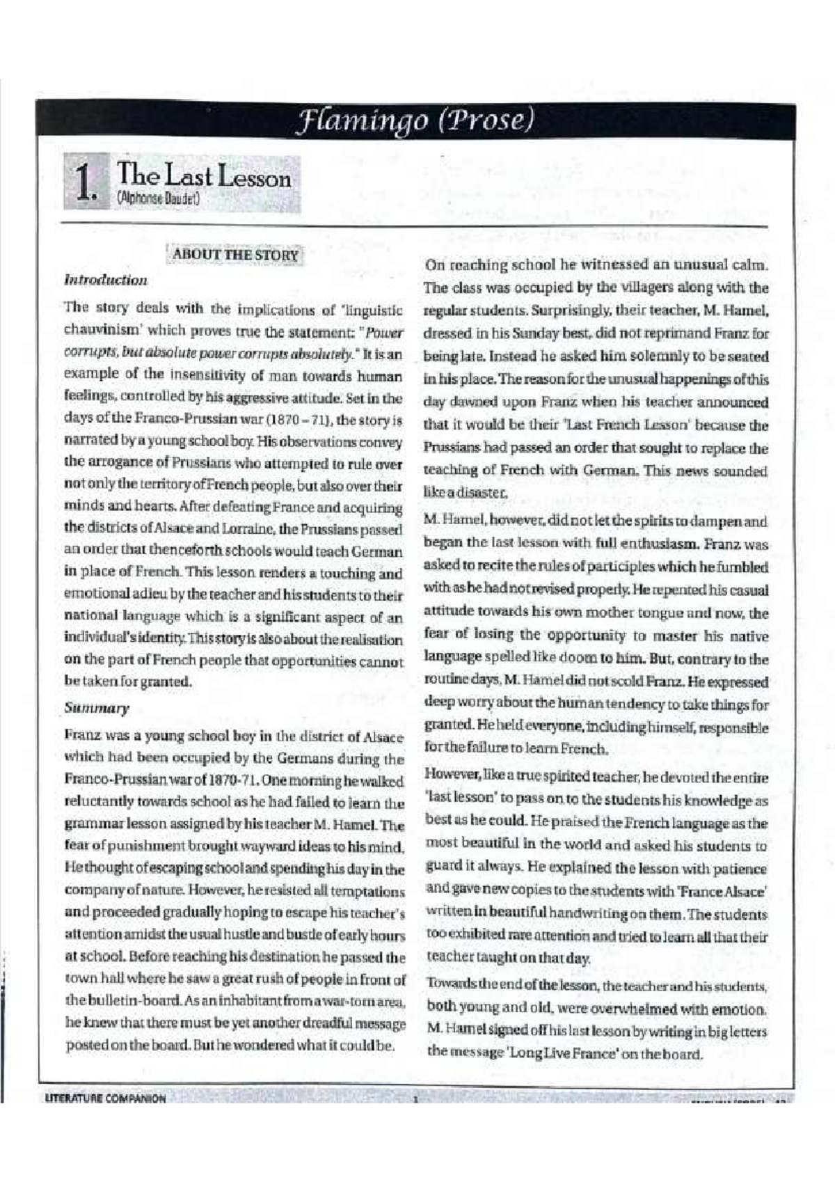 The Last Lesson (ENG 12) - Summary and Analysis of Alphonse Daudet's ...