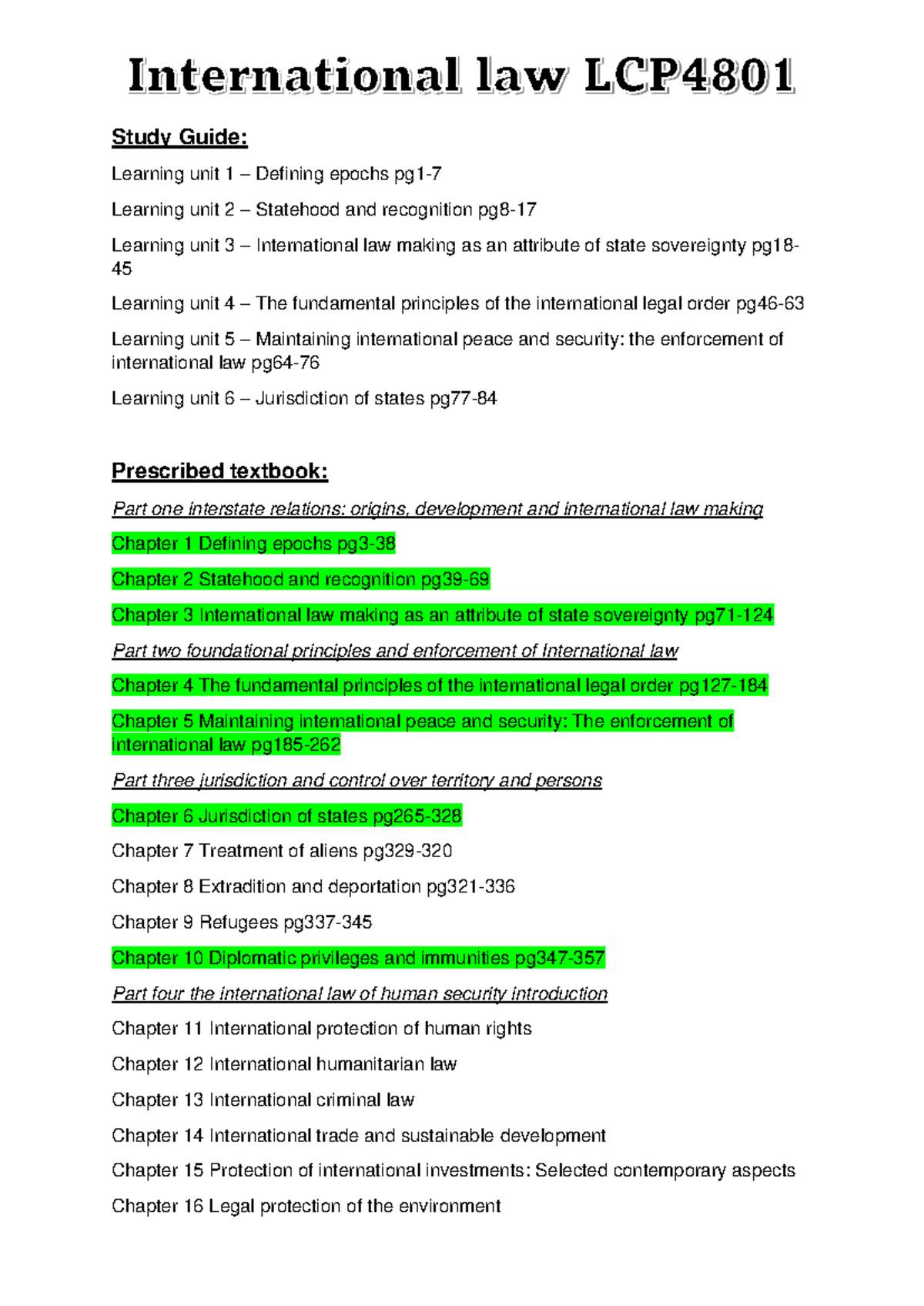 LCP4801 International Law Study Guide Summaries and Key Concepts - Studocu