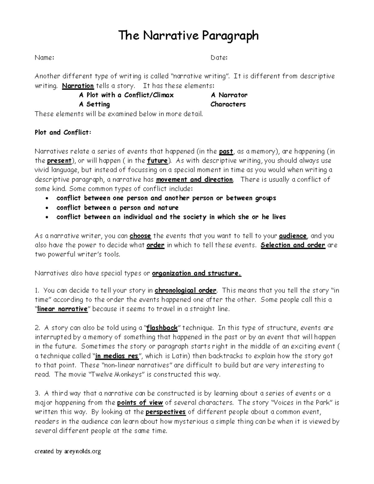 Narrative Writing Guide: Elements & Structure for ENG101 - Studocu