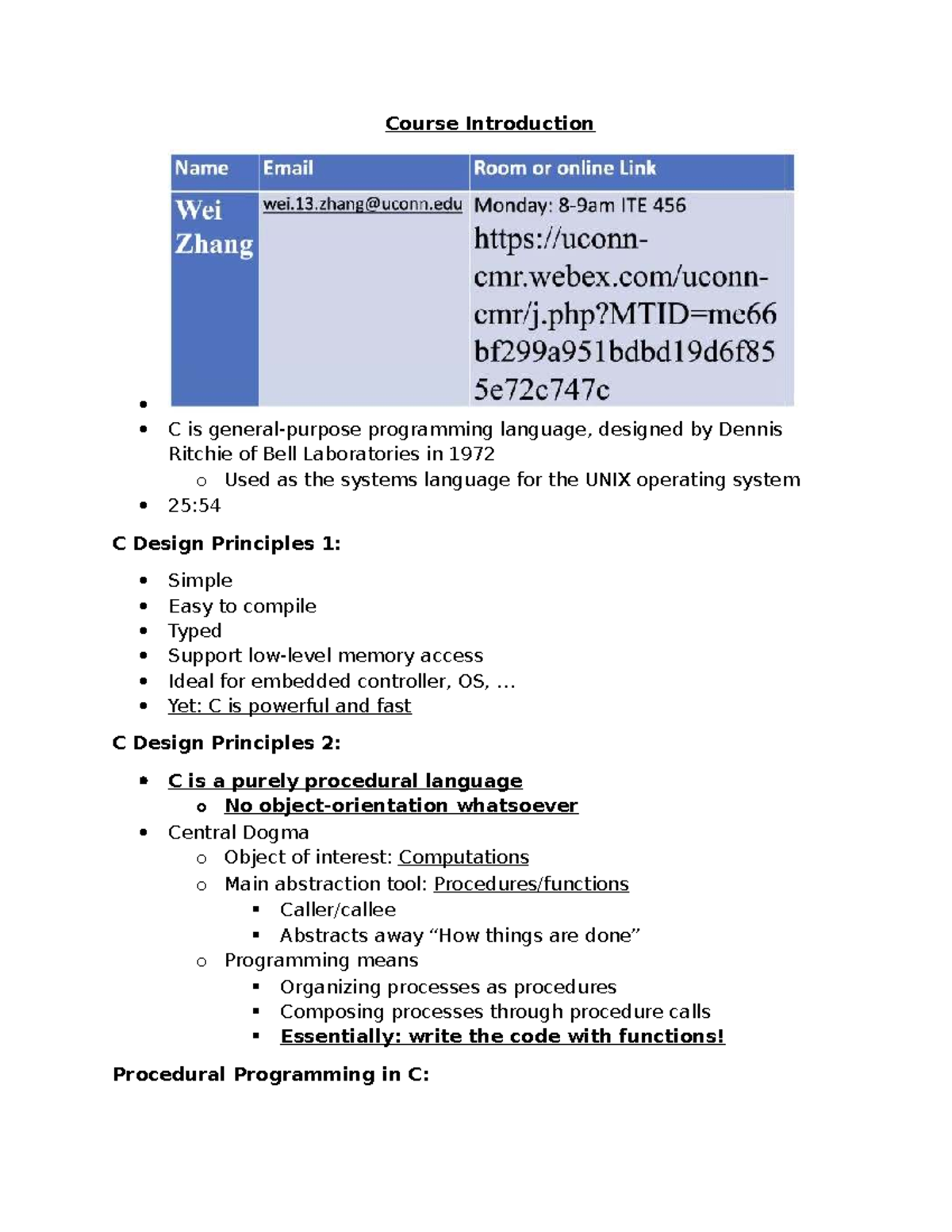 Lecture 1: Introduction to C Programming Language - Studocu