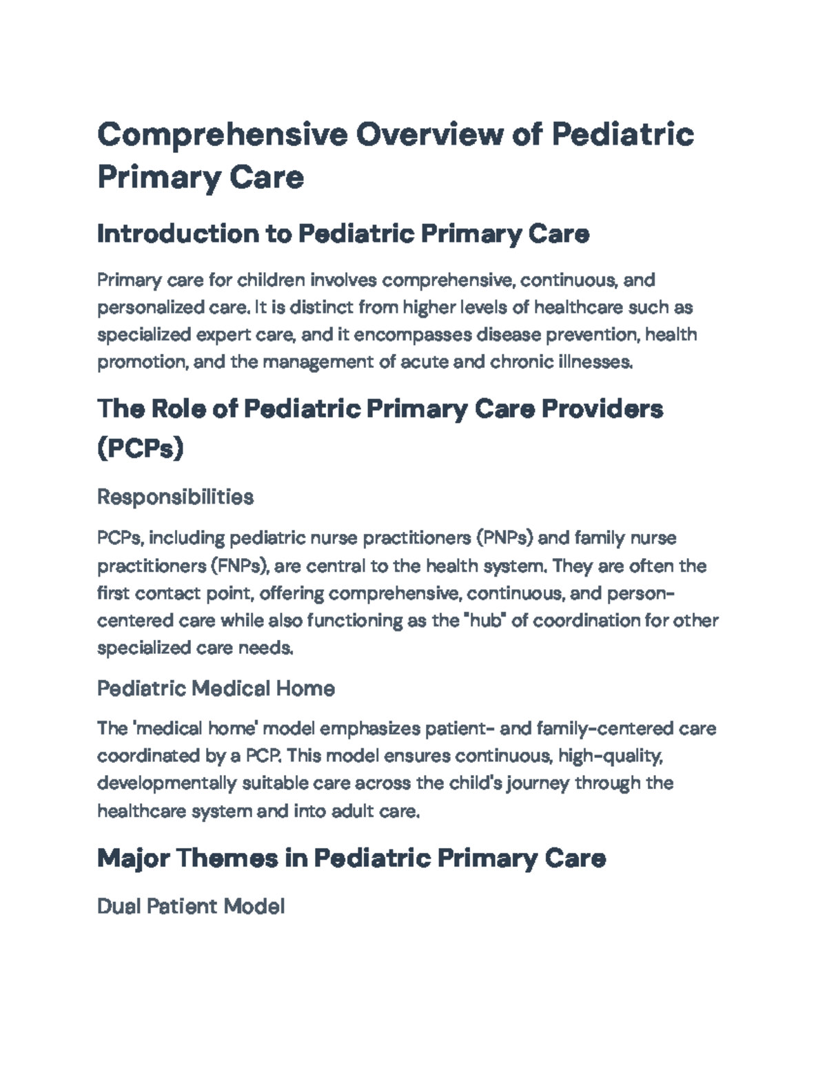 Pediatric Primary Care: Comprehensive Overview and Practices ...