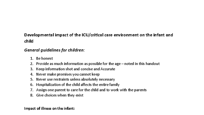 Interventions for the Infant: Care Environment Impact on Development ...