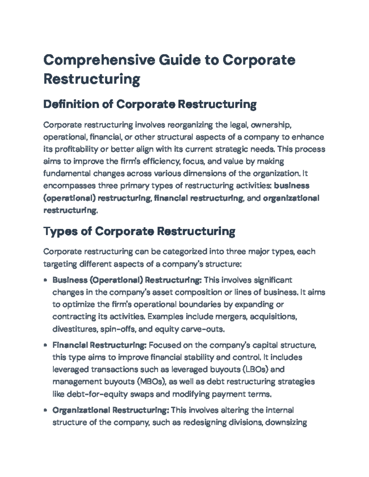Comprehensive Guide to Corporate Restructuring Strategies (CRS 101 ...
