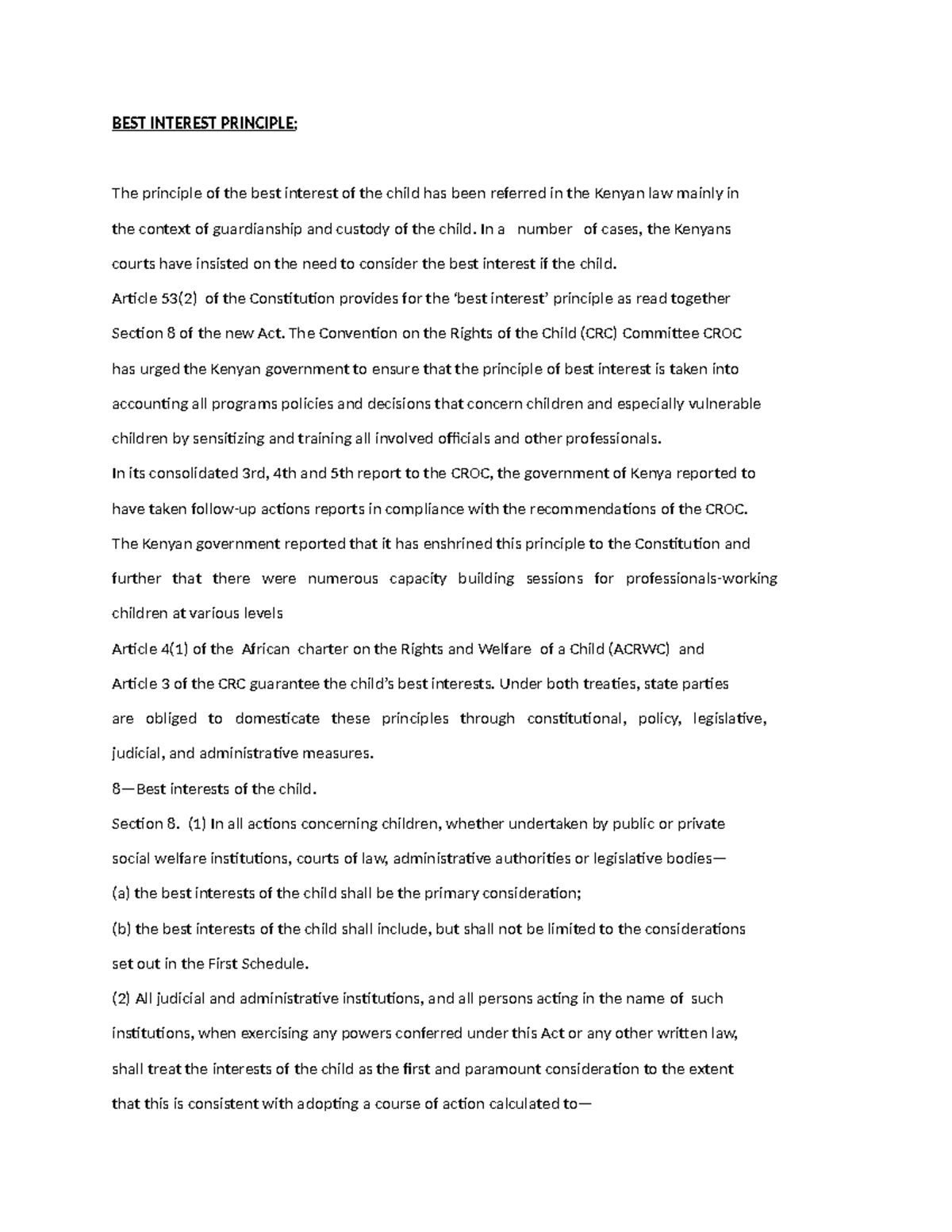 BEST Interest Principle in Kenyan Law: Guardianship & Custody Insights ...
