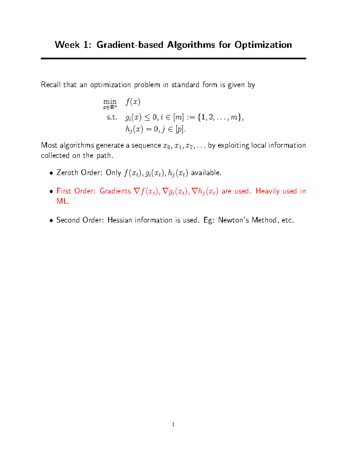 AI ML Lab Theory: Week 1 - Algorithms for Optimization - Studocu