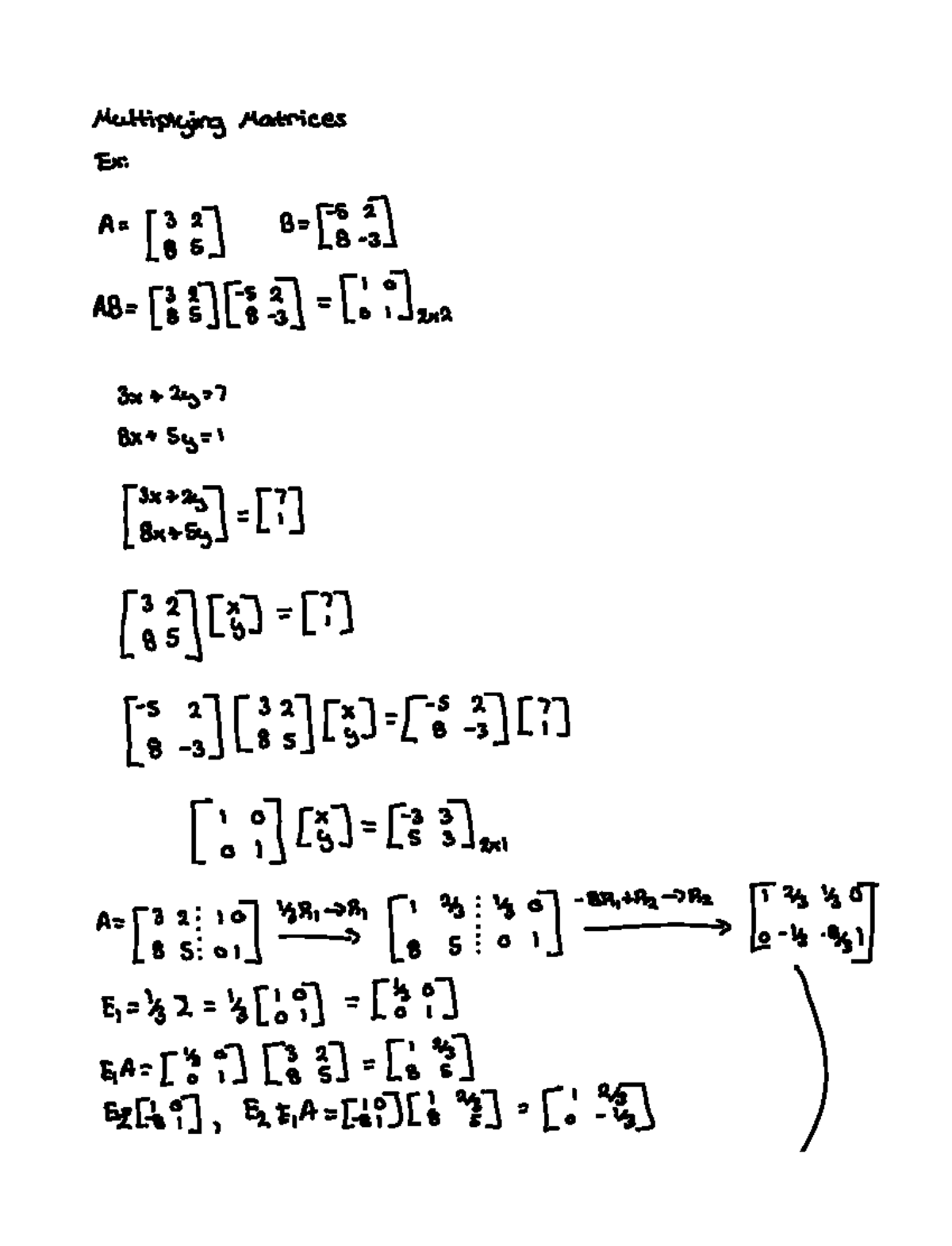 Multiplying Matrices Pt. 2 [ Closed] - Multiplying matrices Ex A 13 5 AB 3 9 2 2 3 x 29 7 8 x Sy ...