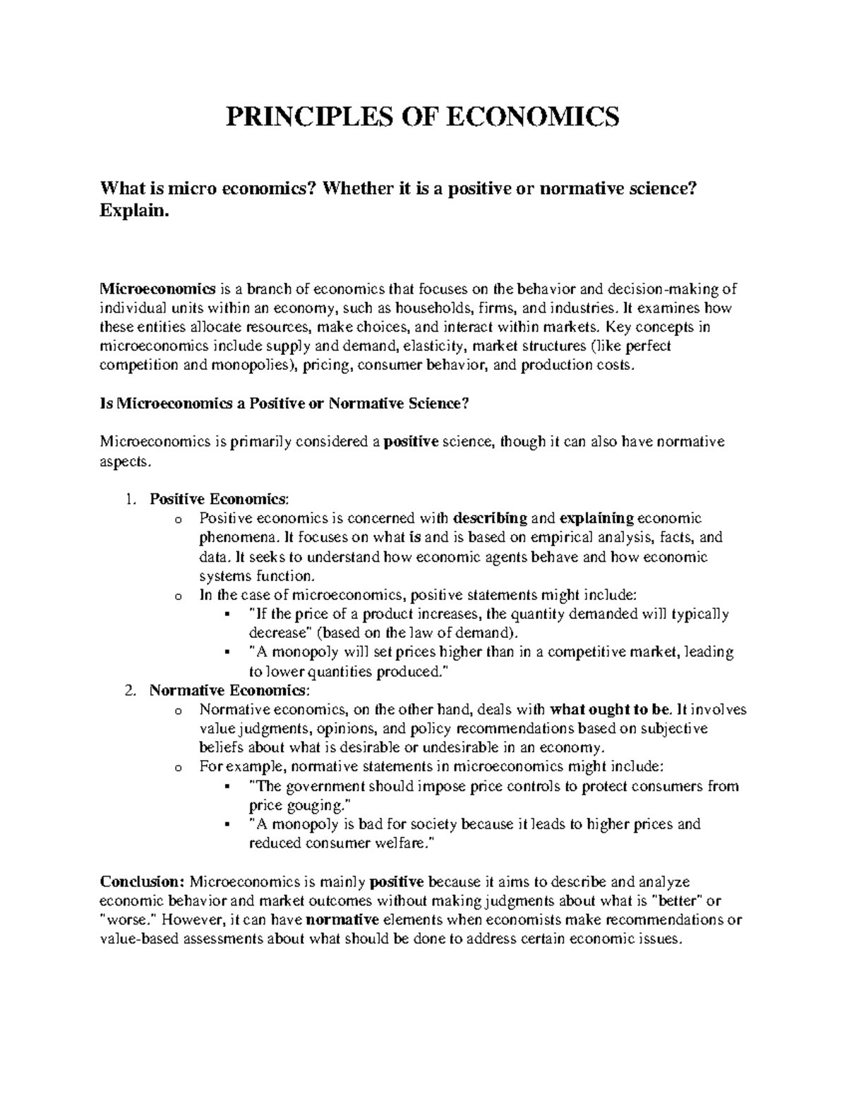Principles of Economics: Understanding Microeconomics and Its Scope ...