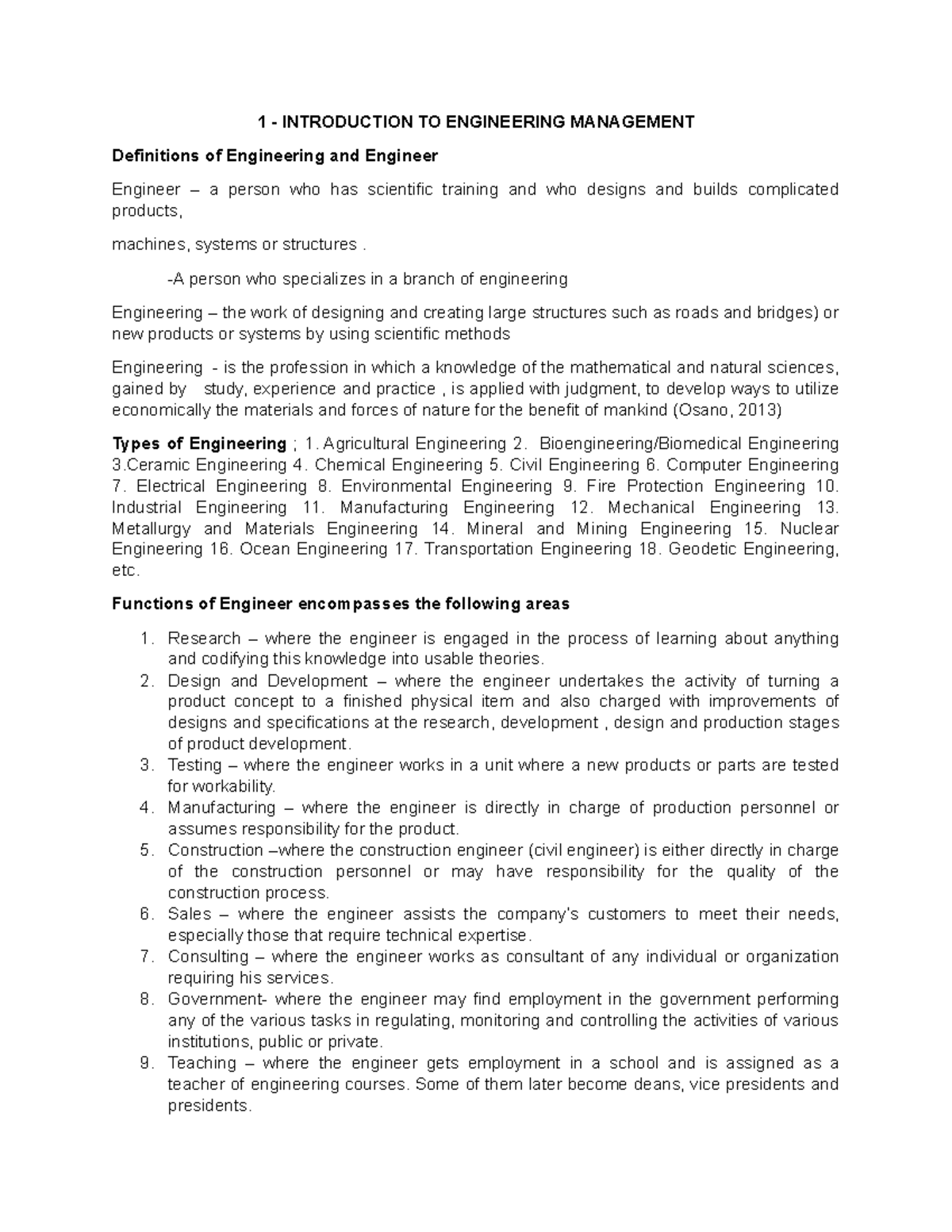 Management 1-2 - Comprehensive Engineering Management Notes - Studocu
