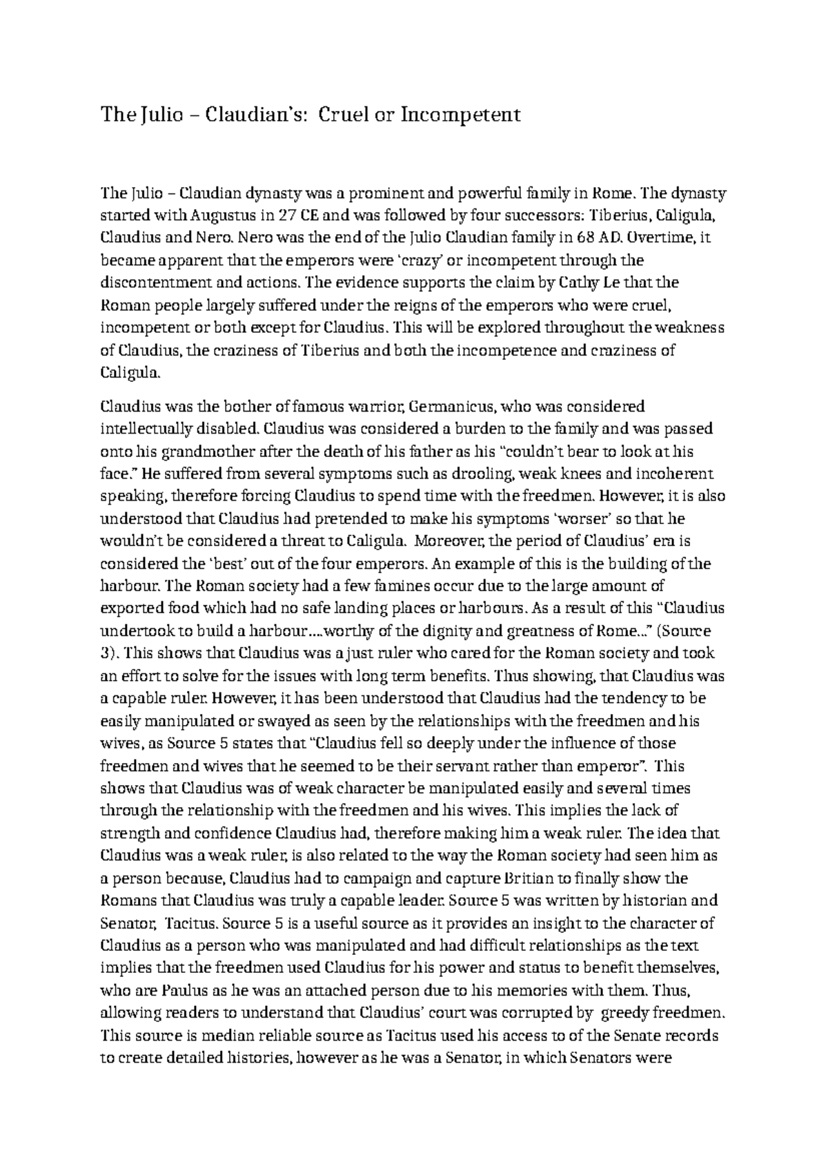 Ancient History - Practise Essay IA1: Evaluating the Julio-Claudian ...
